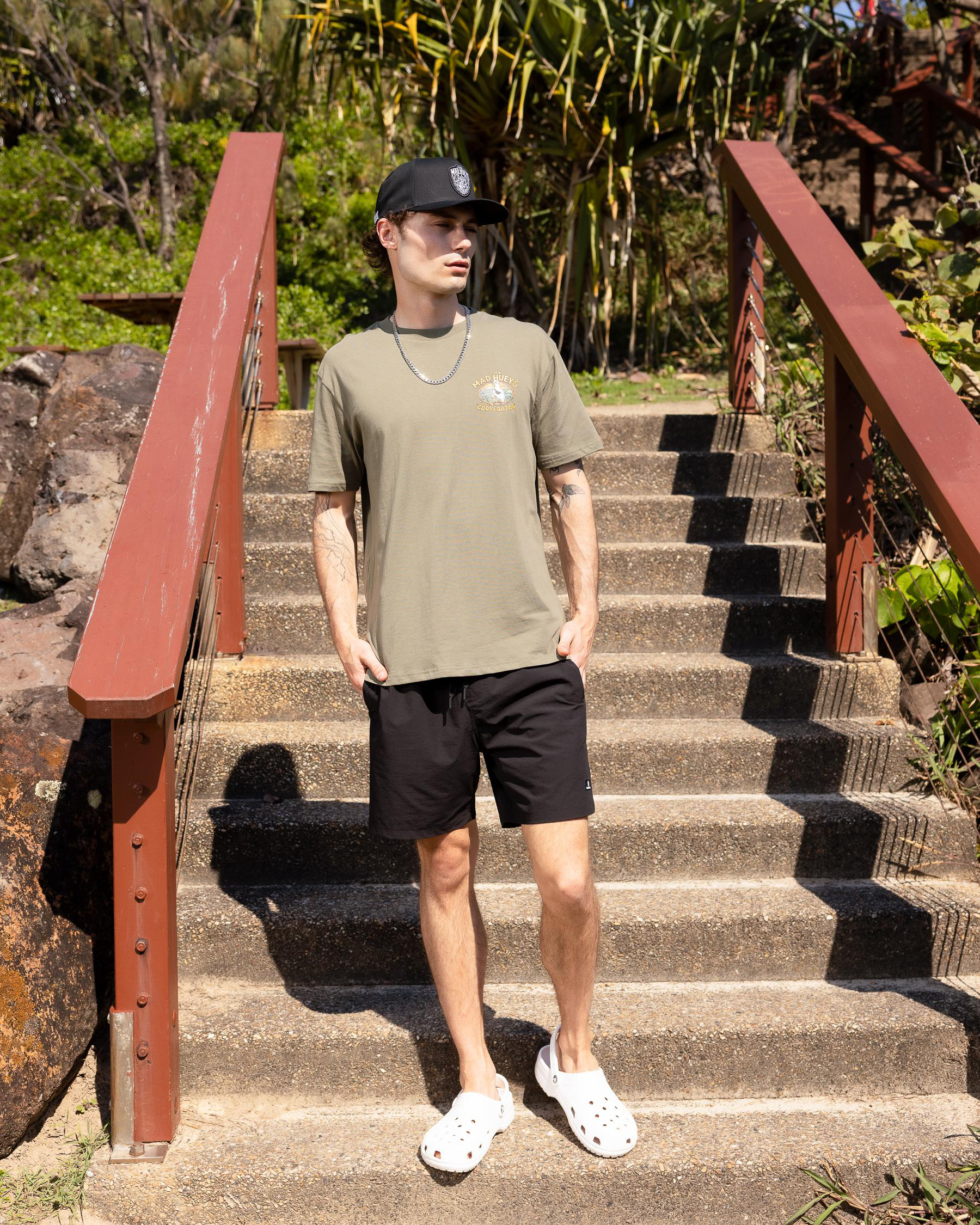 Shop The Mad Hueys Cookedatoo Eshay T-Shirt In Olive - Fast Shipping ...