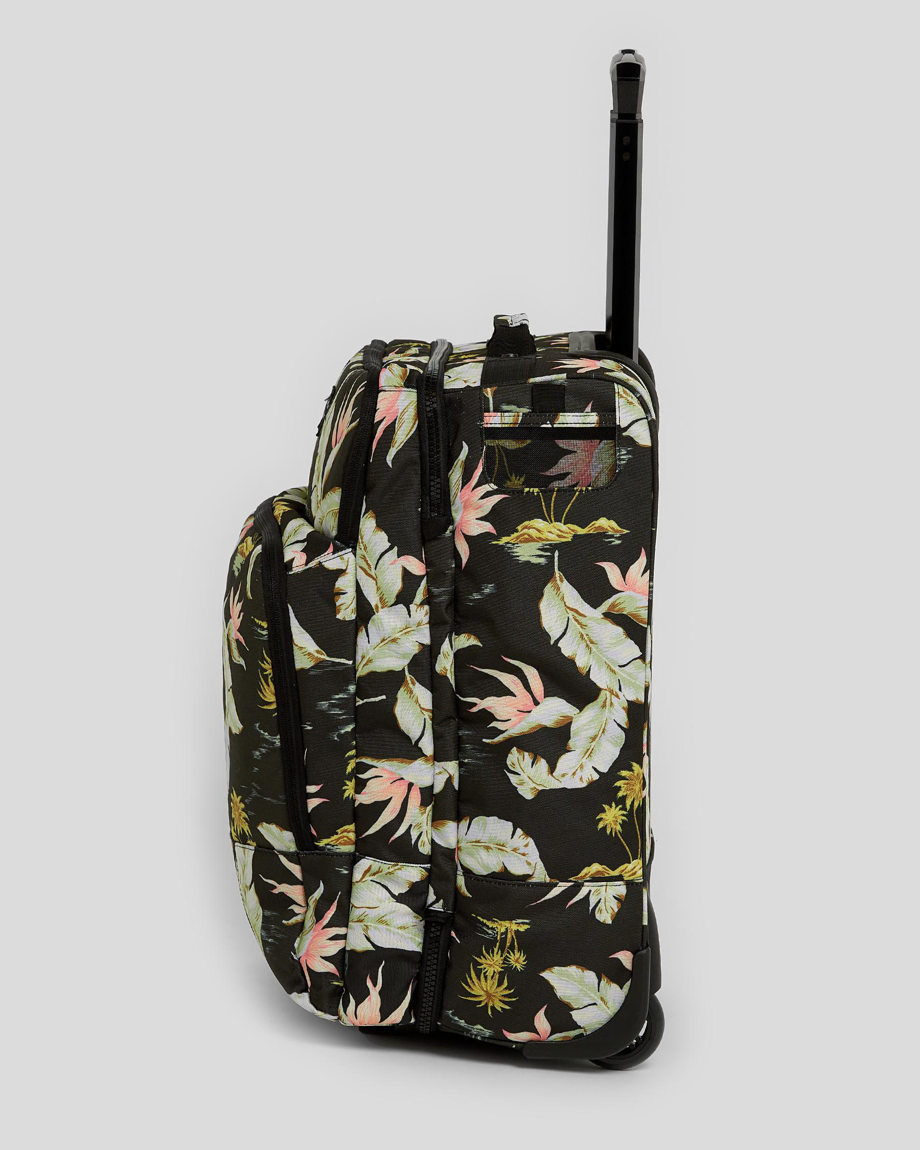 Shop Billabong Keep It Rollin' Small Wheeled Travel Bag In Black/mint ...