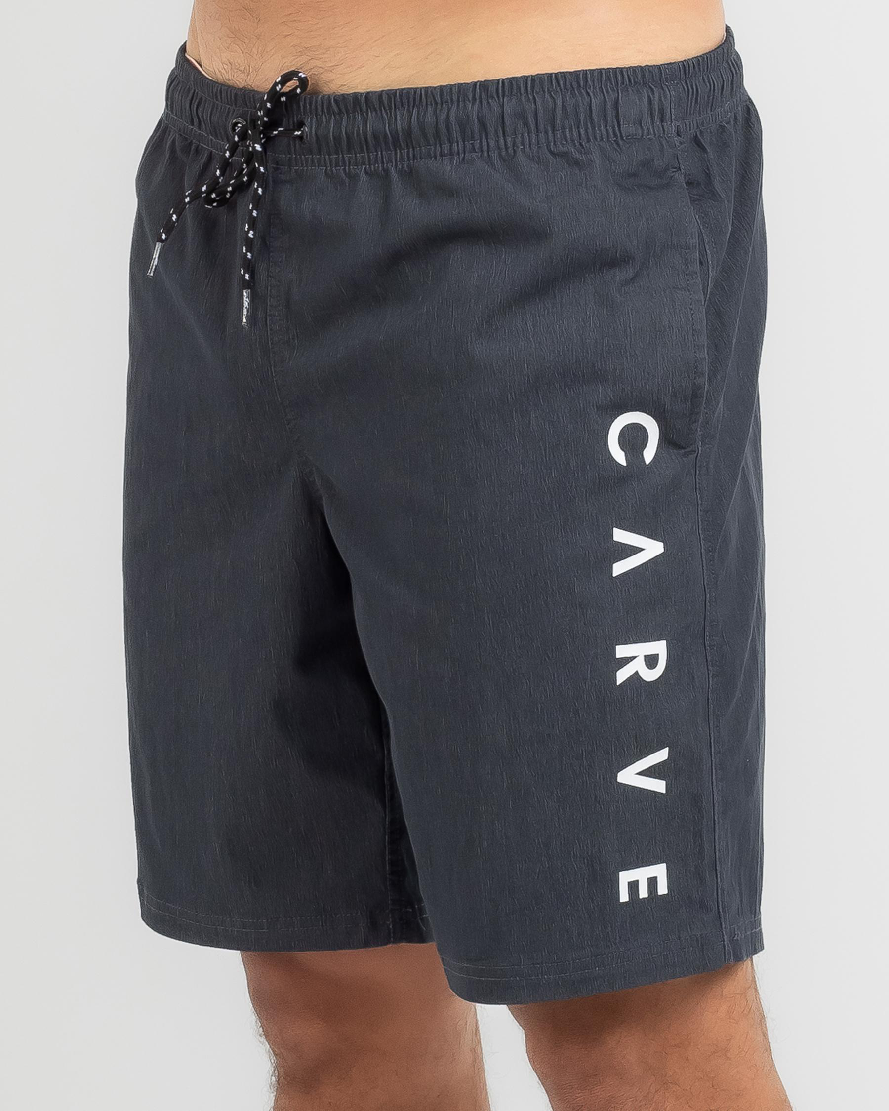 Shop Carve Pucker Up Elastic Waist 19" Board Shorts In Navy - Fast ...