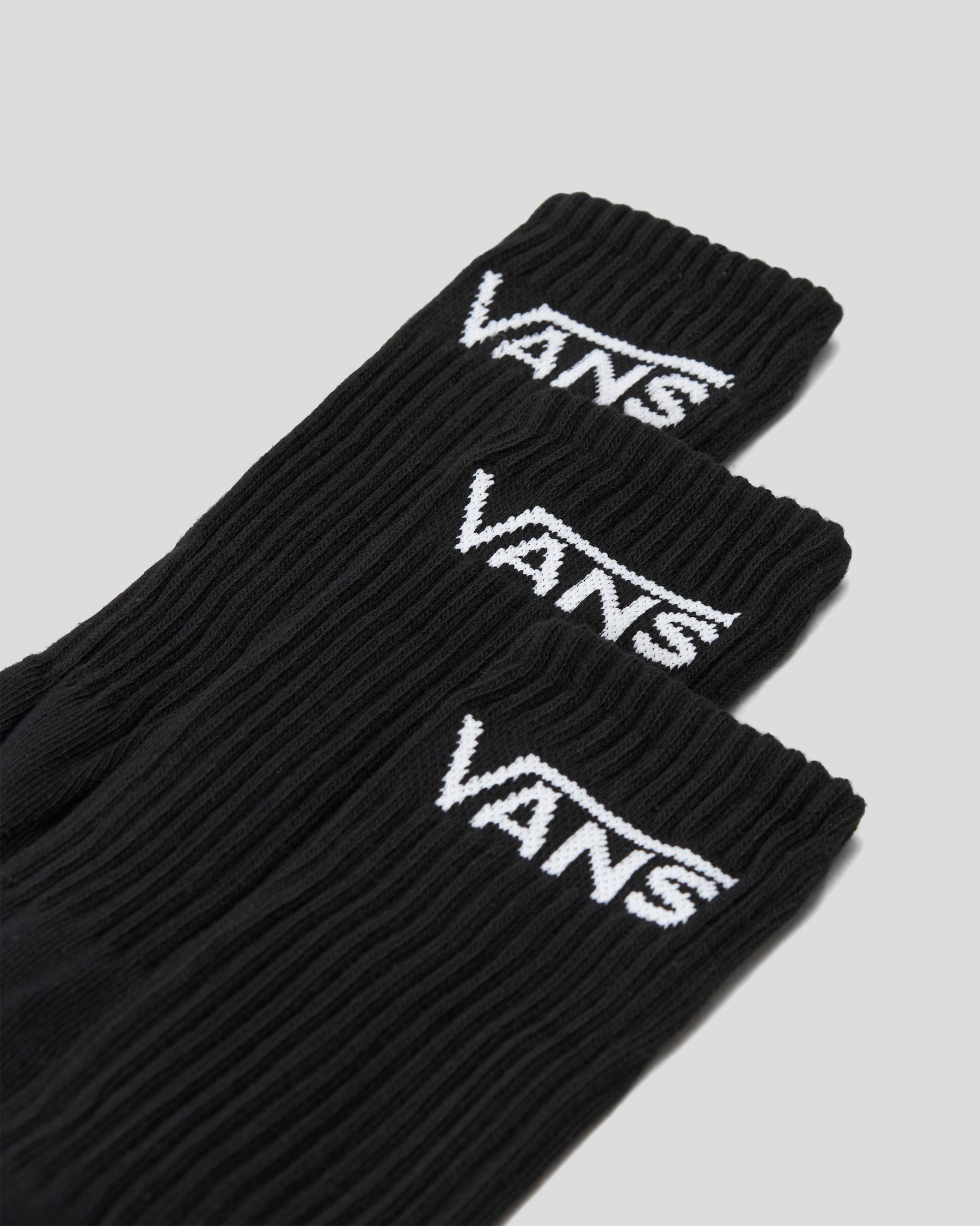 Shop Vans Classic Crew Socks 3 Pack L/XL In Black - Fast Shipping ...