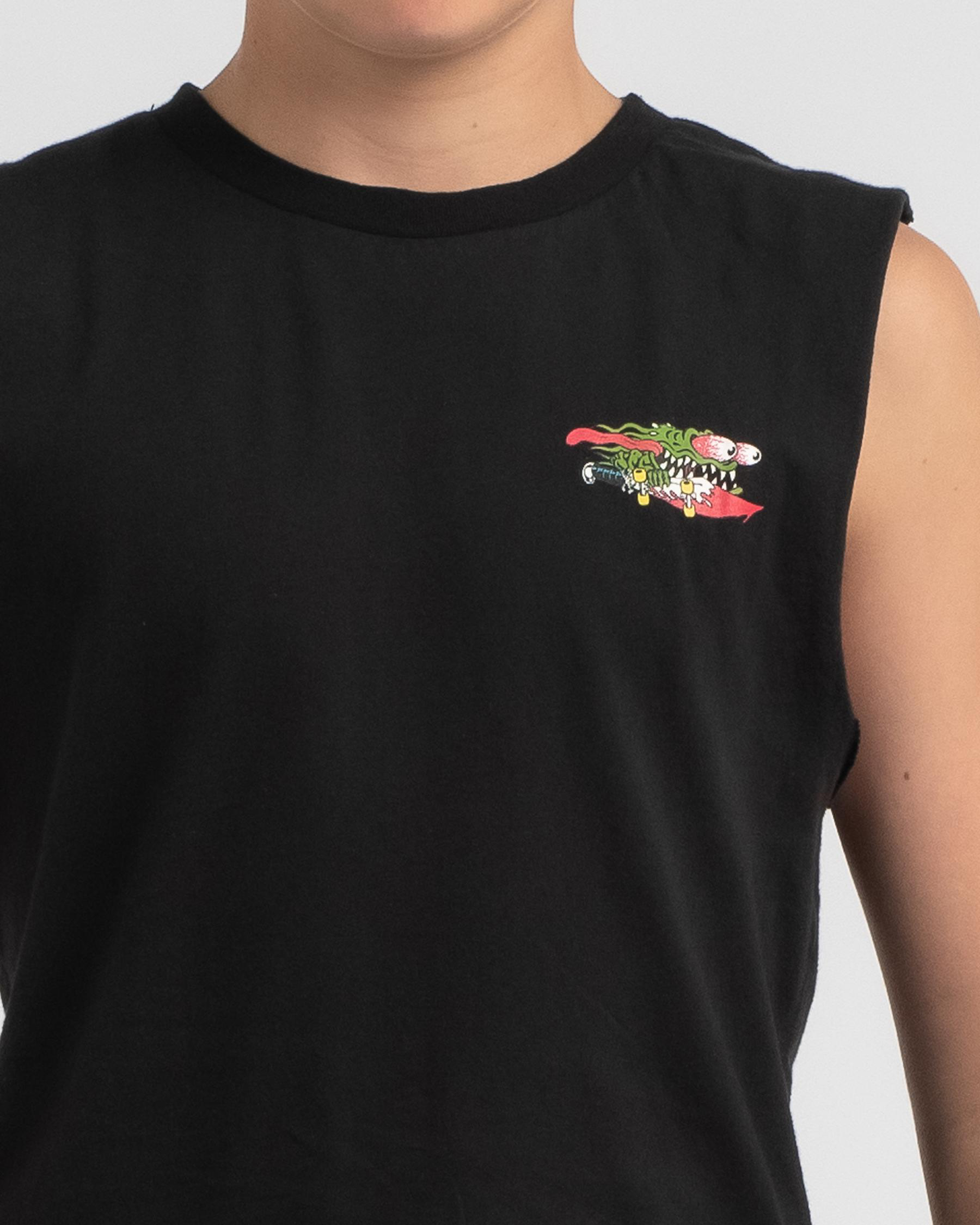 Shop Santa Cruz Boys' Wave Slasher Muscle Tank In Black - Fast Shipping ...