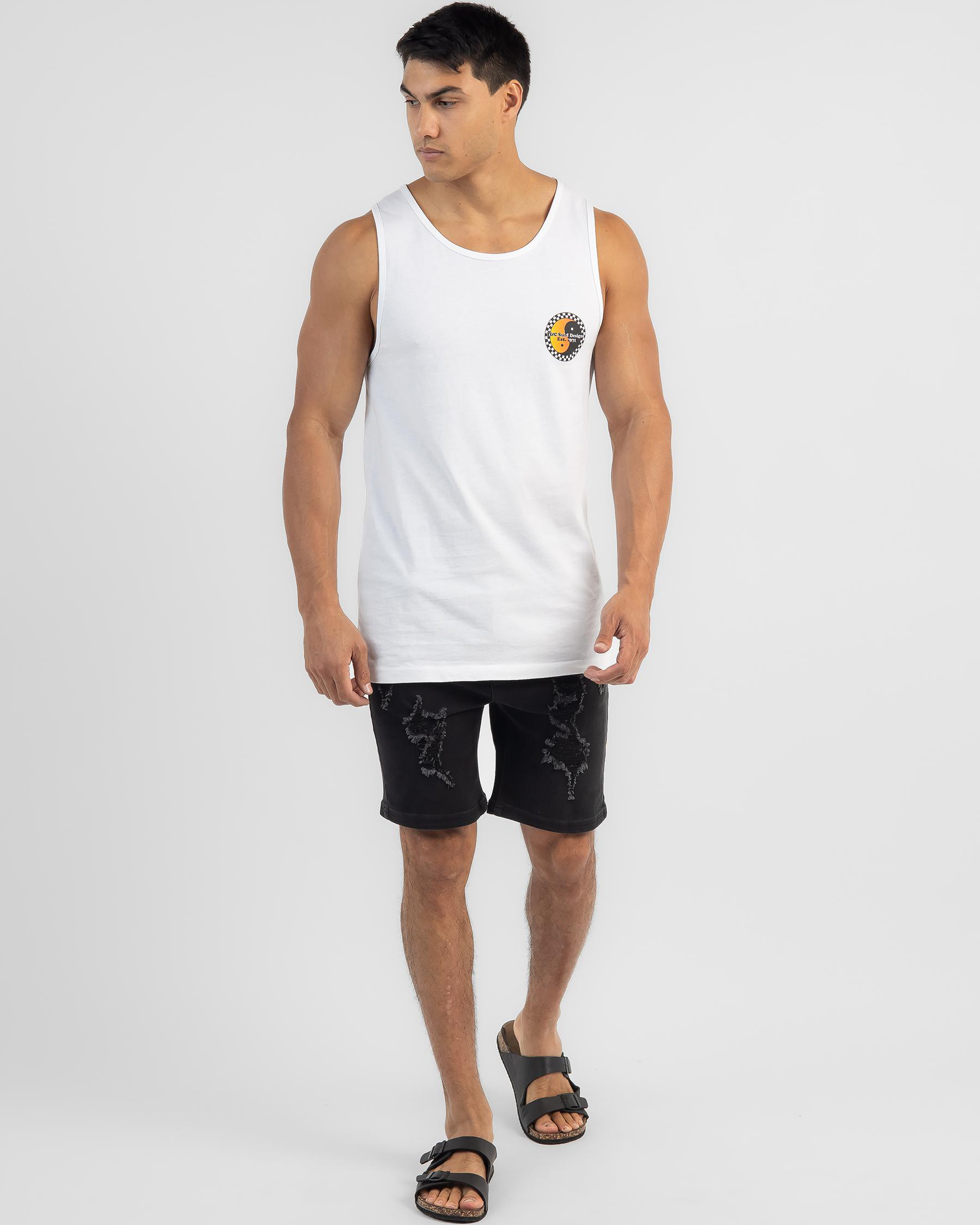 Shop Town & Country Surf Designs Icon Checker Singlet In White - Fast ...