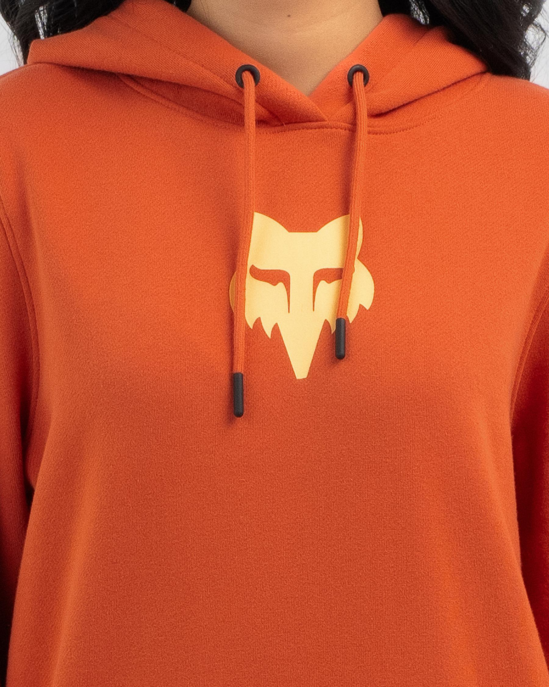 Shop Fox Fox Head Fleece Pullover In Atomic Orange - Fast Shipping ...