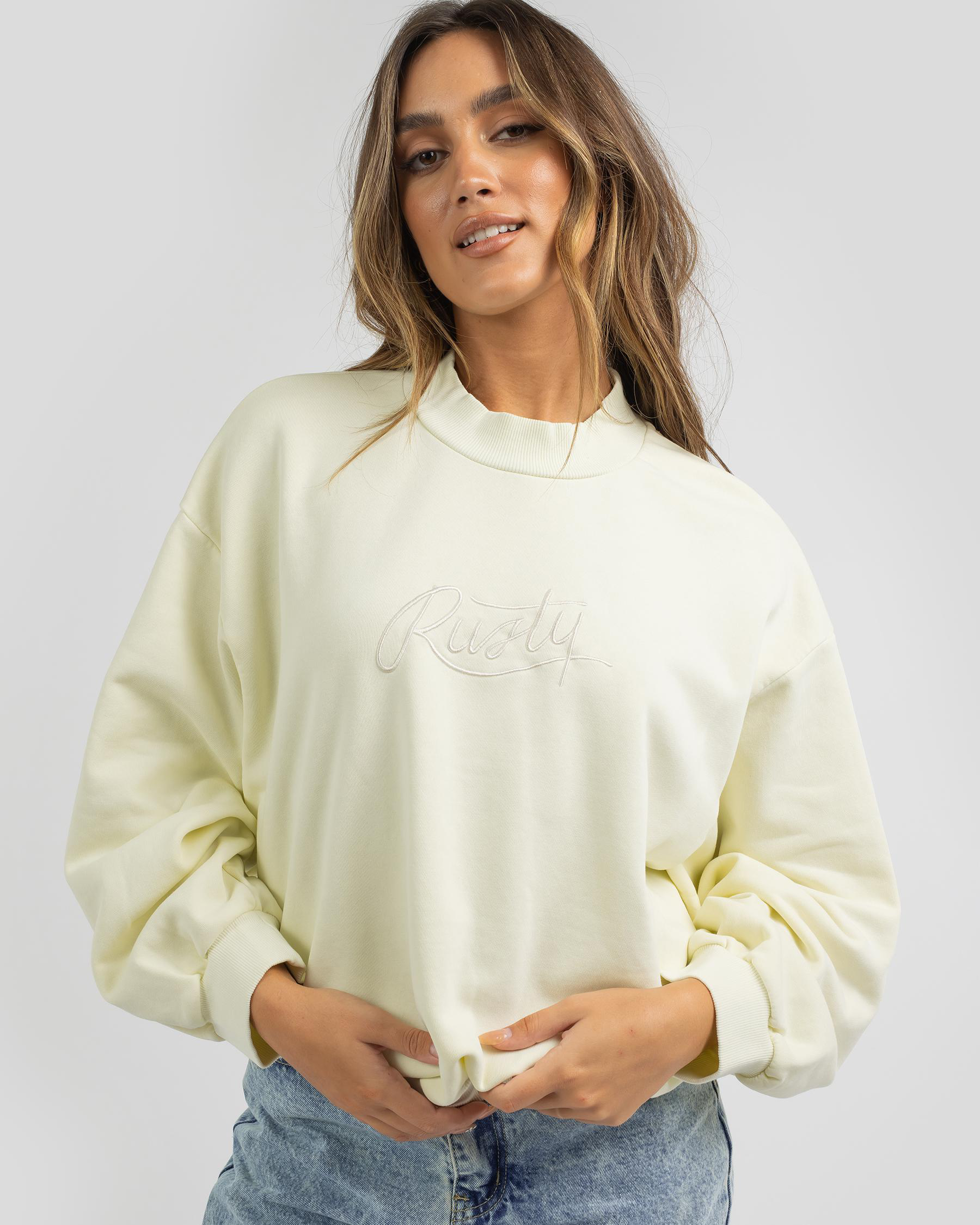 Shop Rusty Logo Oversize Crewneck Sweatshirt In Cream - Fast Shipping ...
