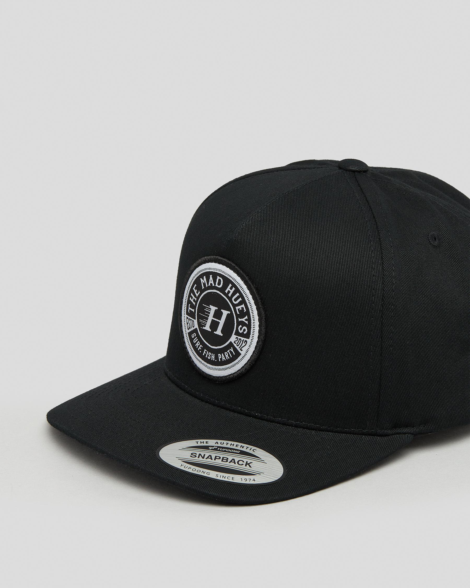 Shop The Mad Hueys Surf Fish Party Twill Snapback Cap In Black - Fast ...