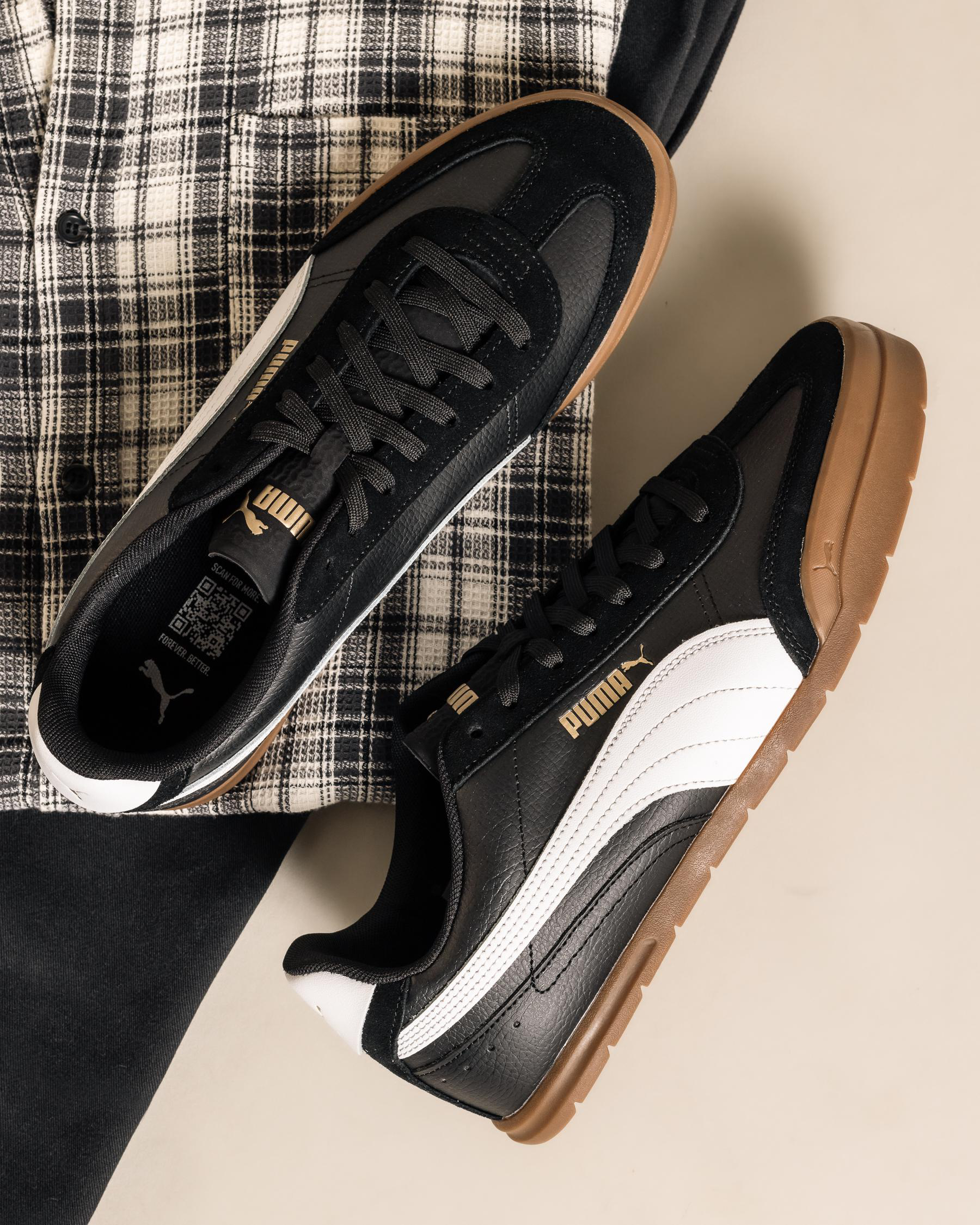 Shop Puma Super Turino OG Shoes In Puma Black/puma White/gum - Fast ...