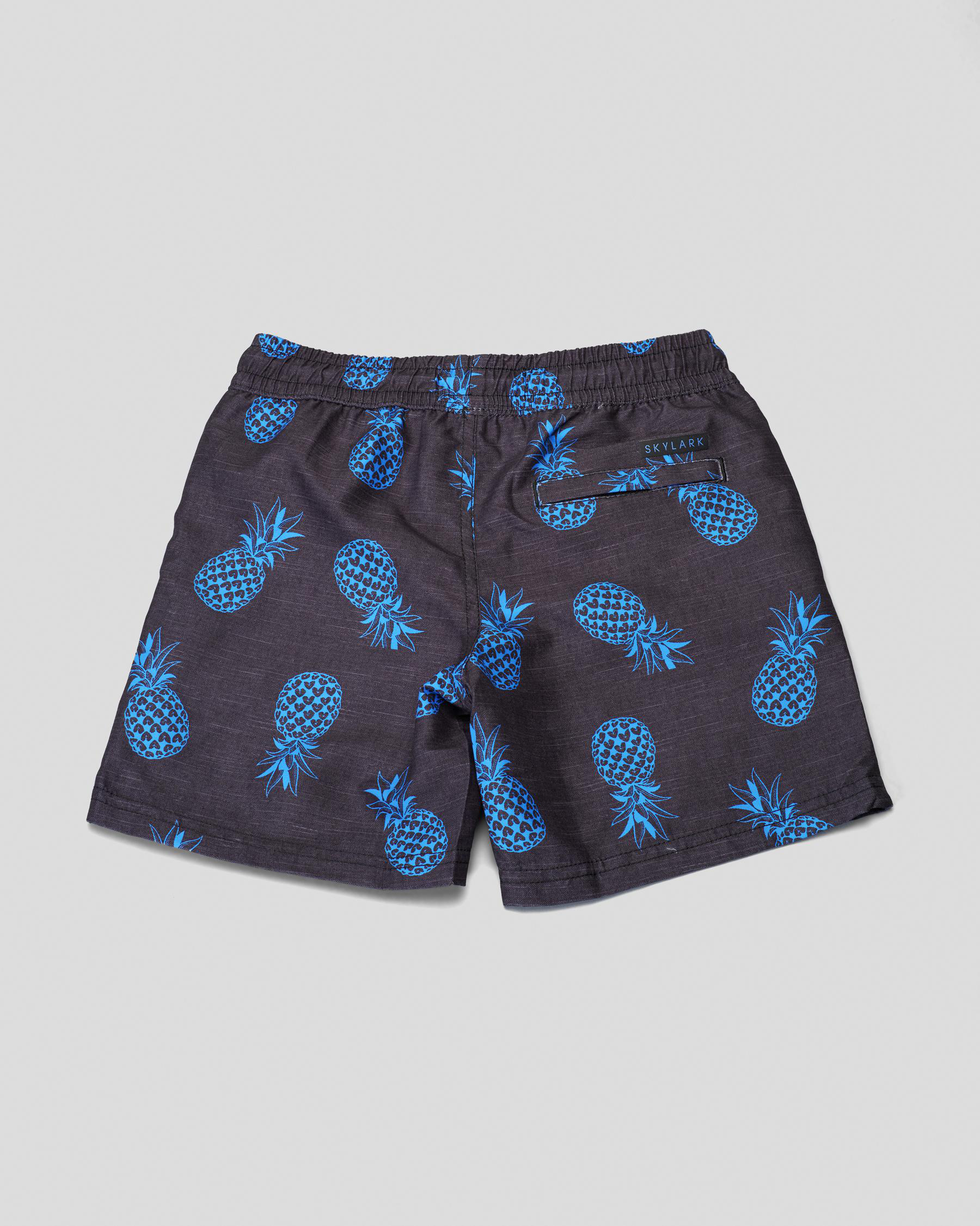 Shop Skylark Toddlers' Pineapples Board Shorts In Black - Fast Shipping ...