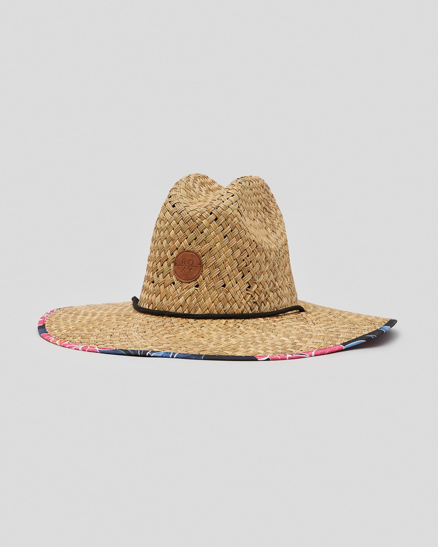 Shop Roxy Pina To My Colada Printed Panama Hat In Anthracite Tropical ...