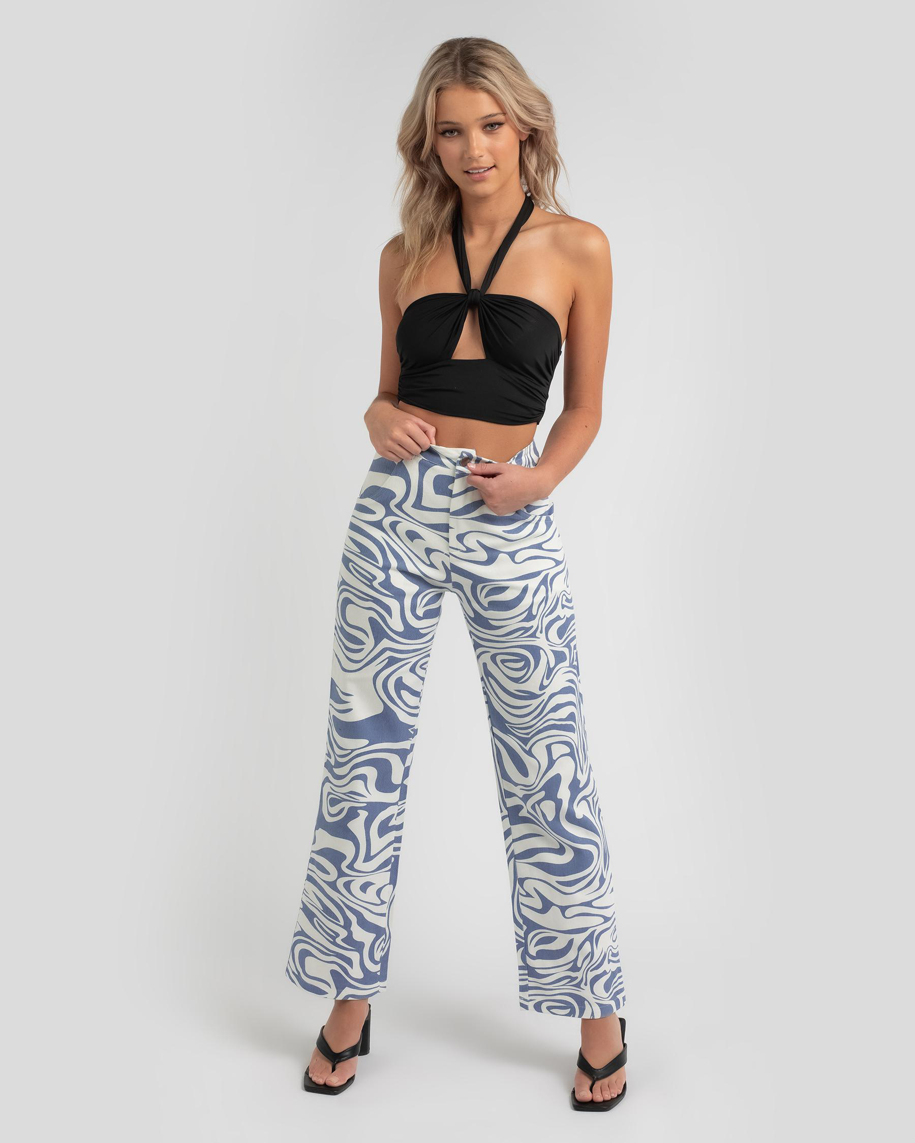 Shop Mooloola Date Night Halter Top In Black - Fast Shipping & Easy ...