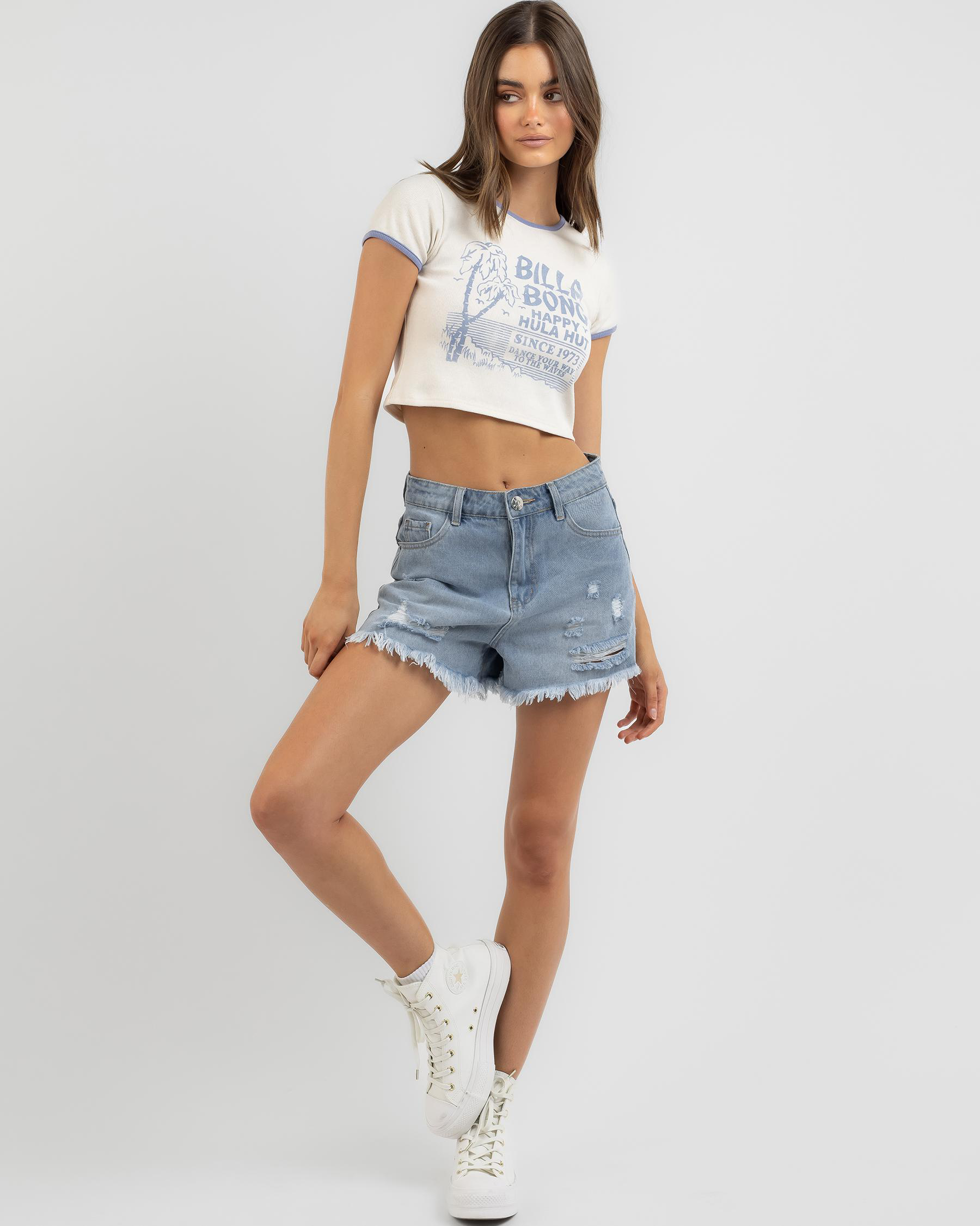 Shop Billabong Hula Girl Baby Tee In Salt Crystal - Fast Shipping ...