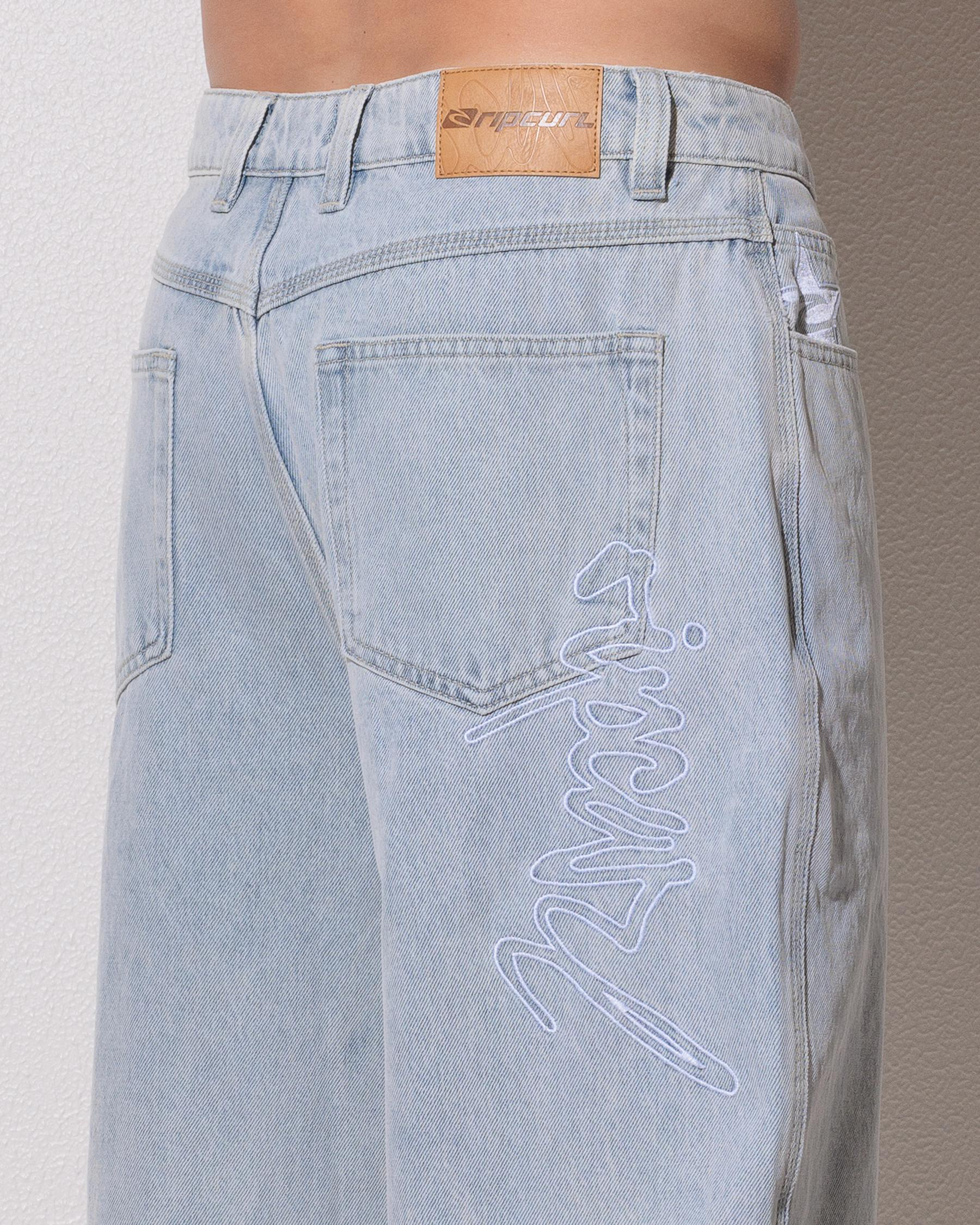 Rip Curl Medina Rip Script Denim Jeans In Bleached Blue - FREE ...