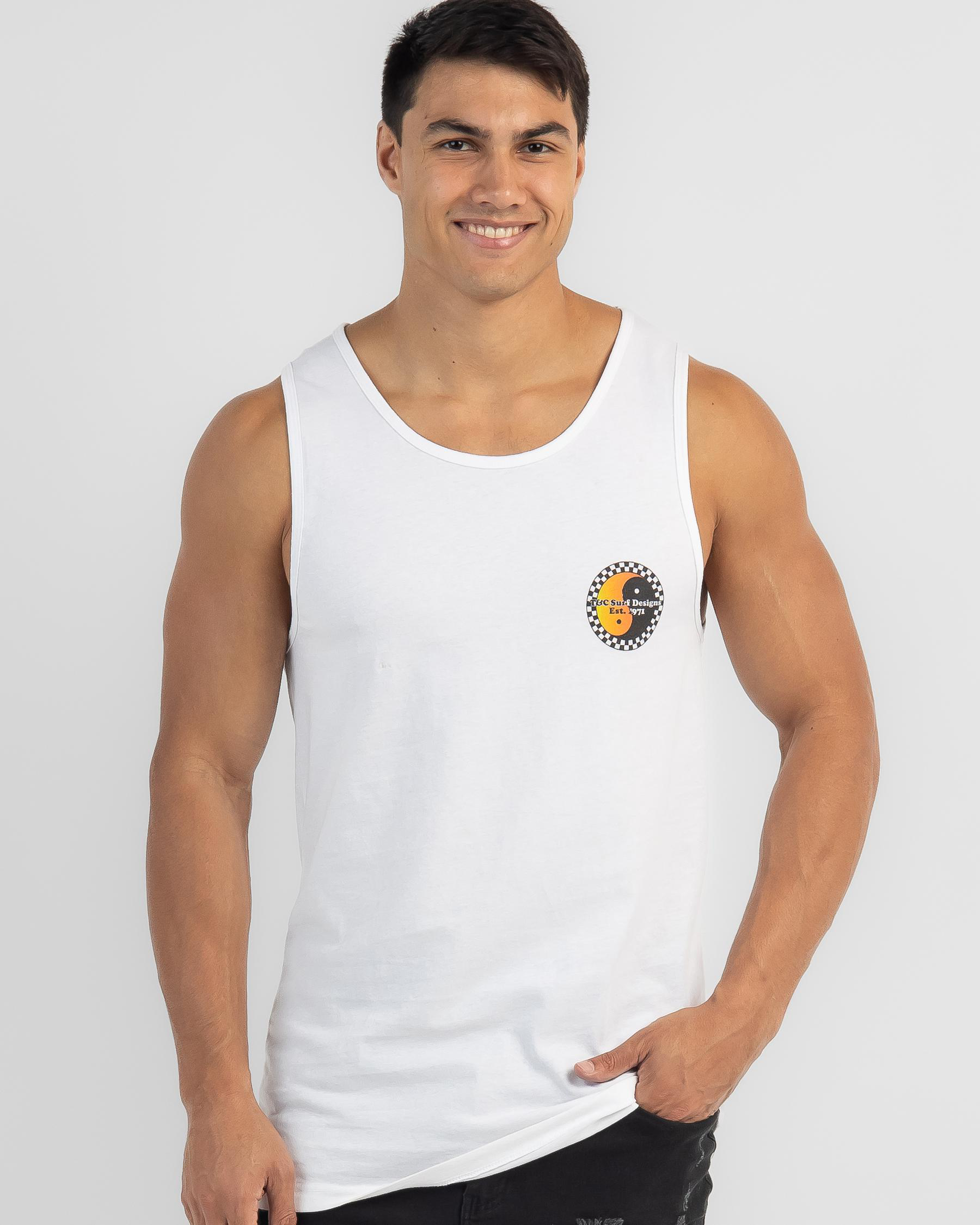 Shop Town & Country Surf Designs Icon Checker Singlet In White - Fast ...