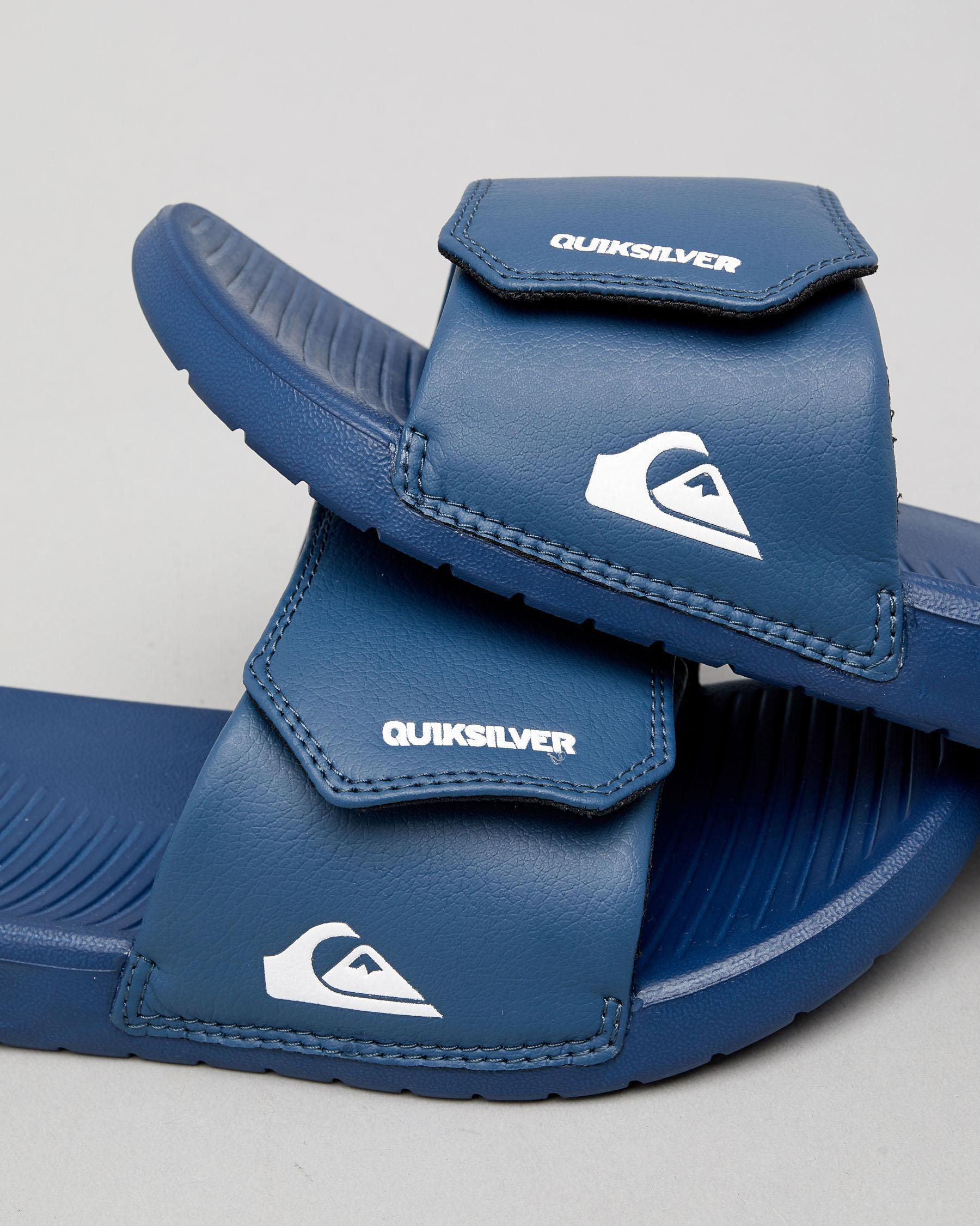 Shop Quiksilver Youth Bright Coast Adjust Slides In Blue/white/blue ...