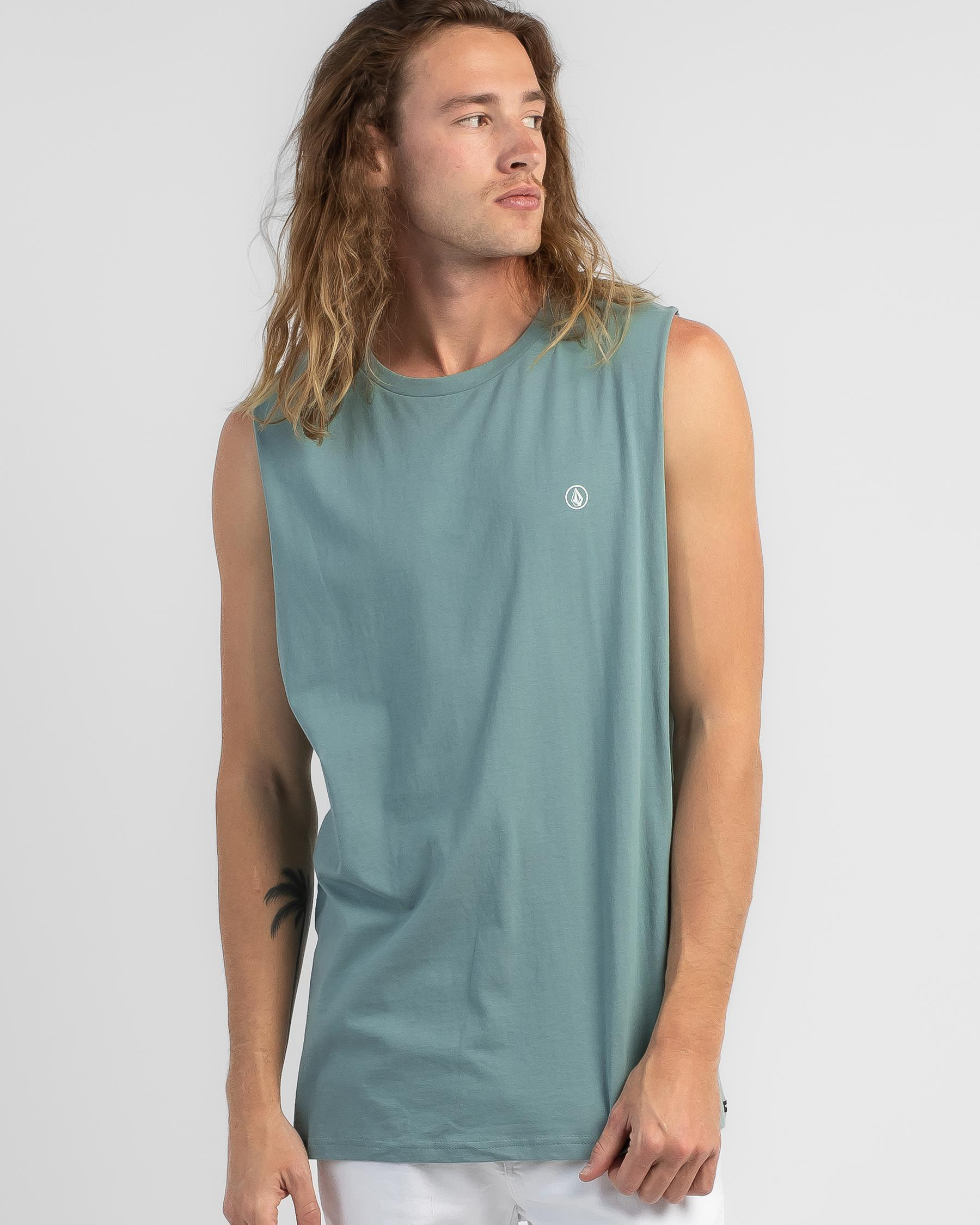 Shop Volcom Solid Muscle Tank In Fern - Fast Shipping & Easy Returns ...