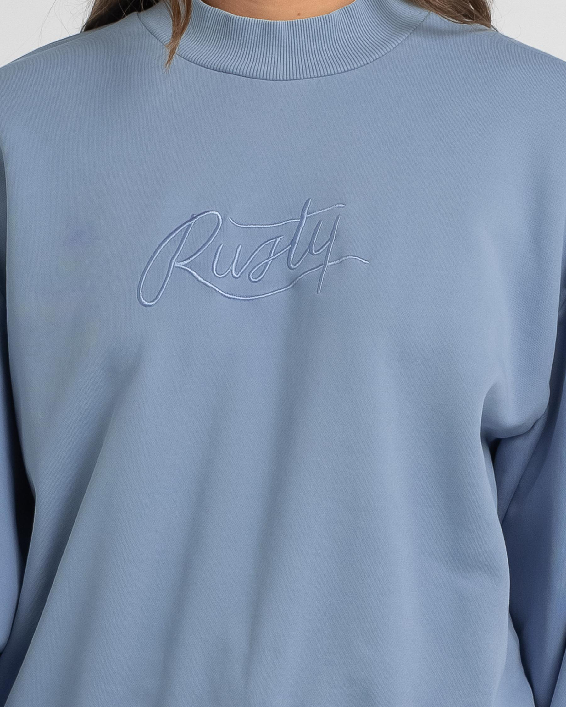 Shop Rusty Logo Oversize Crewneck Sweatshirt In Blue Fog - Fast ...