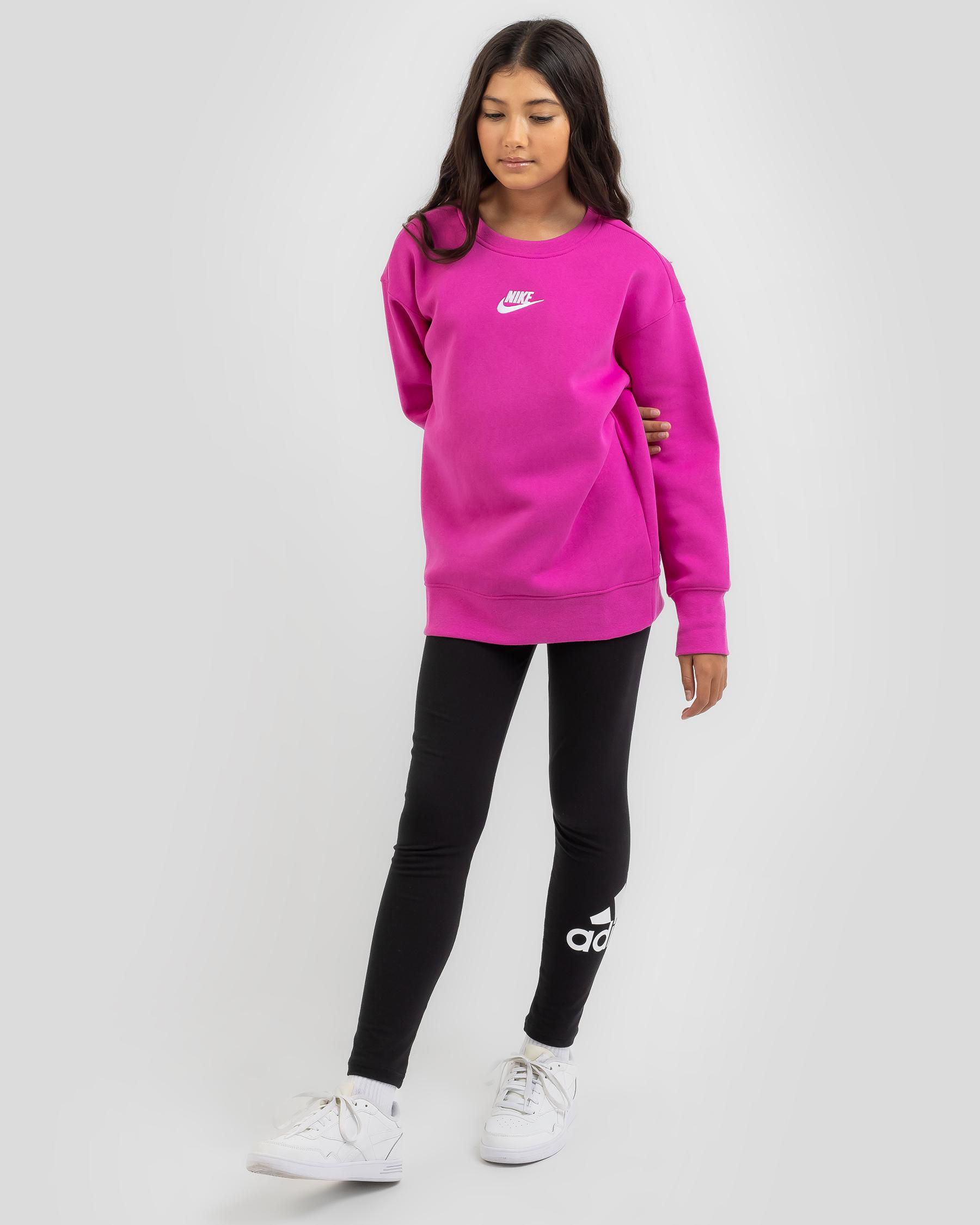 Shop Nike Girls' Sportswear BF Sweatshirt In Active Fuchsia/white ...
