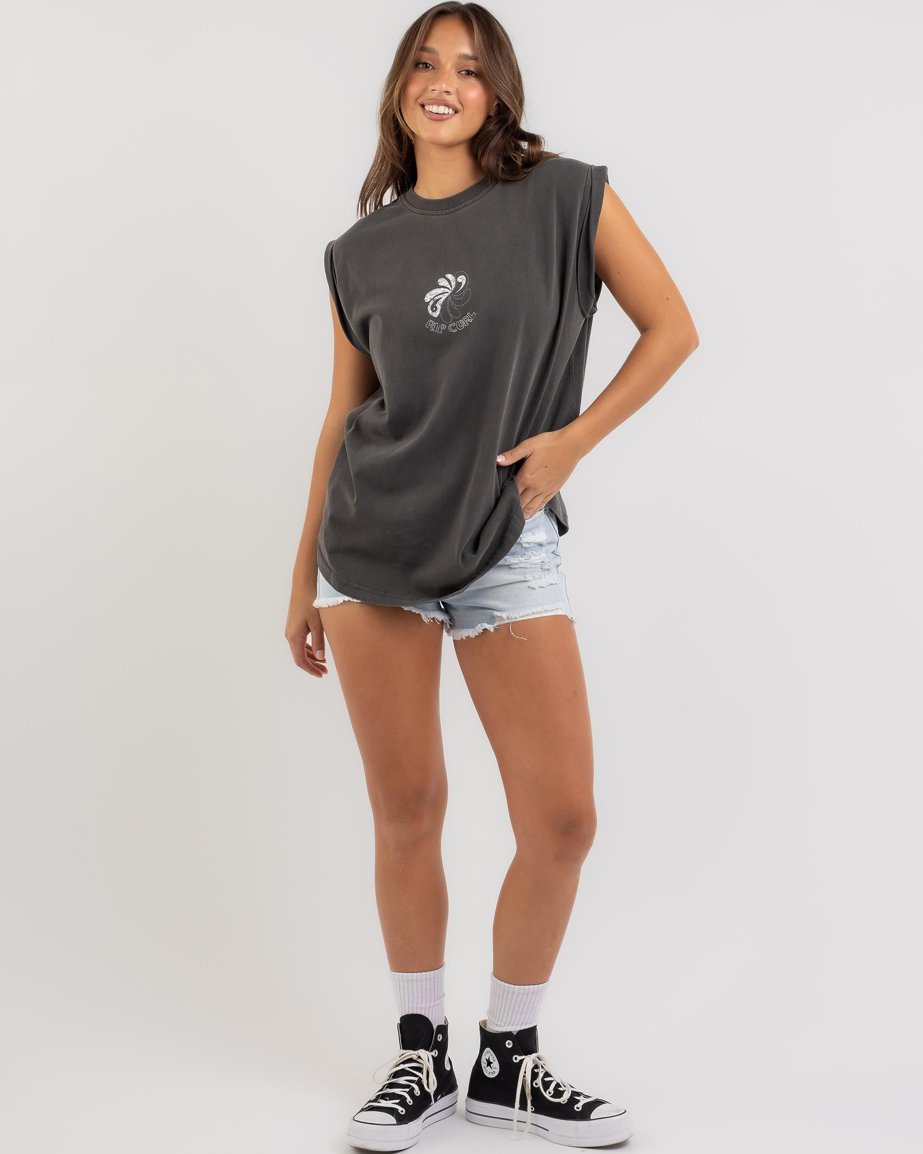 Shop Rip Curl Wave Maker Tank In Washed Black - Fast Shipping & Easy ...