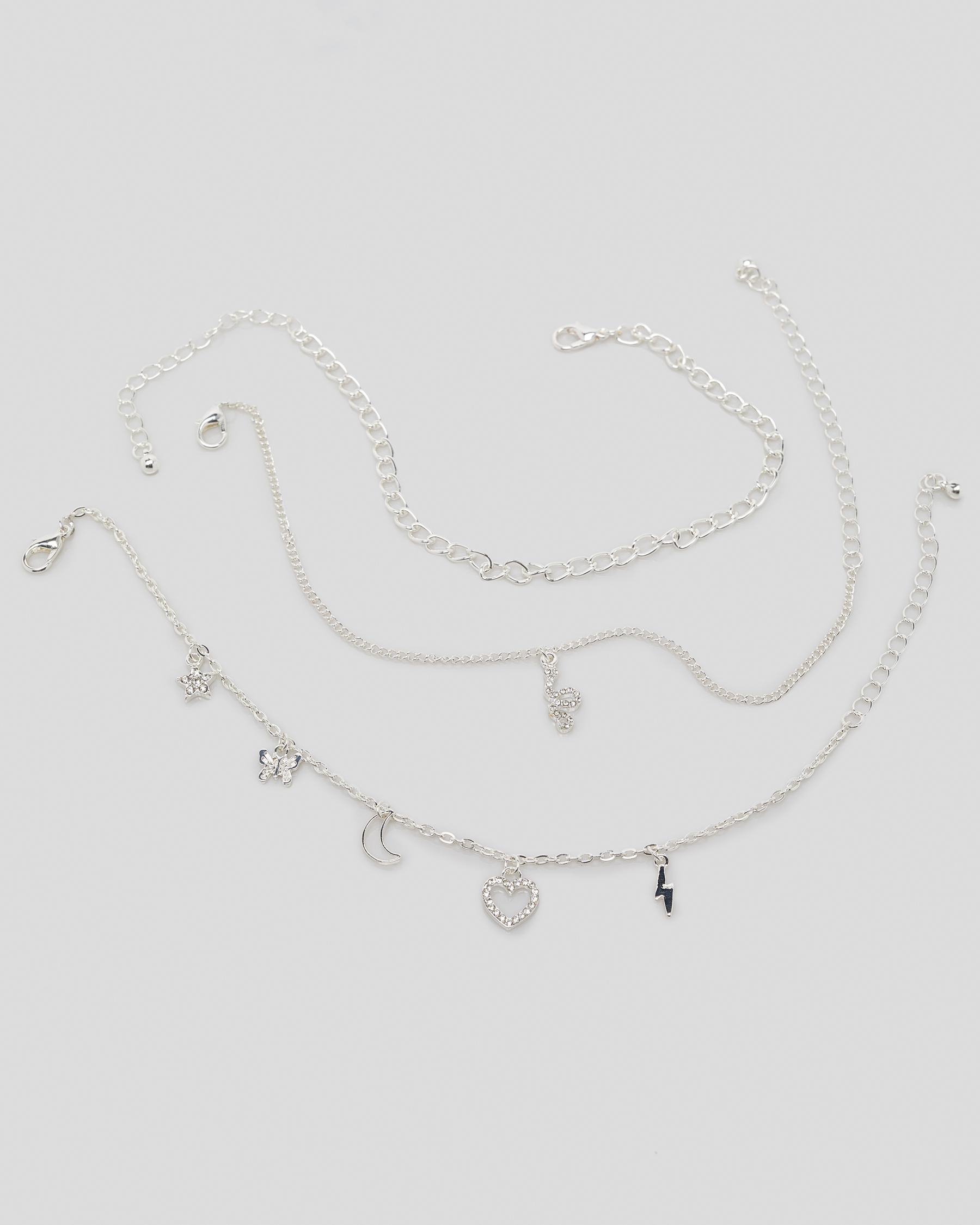 Shop Karyn In LA Piper Anklet Pack In Shiny Silver - Fast Shipping ...