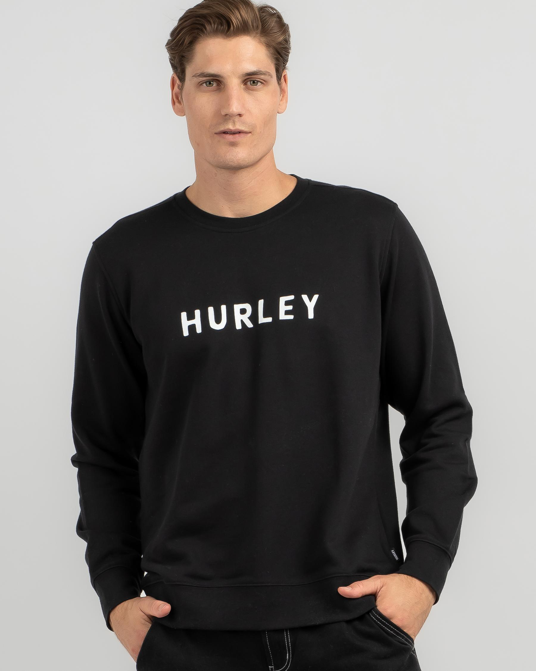 Shop Hurley Trader Crew Neck Sweatshirt In Black - Fast Shipping & Easy ...