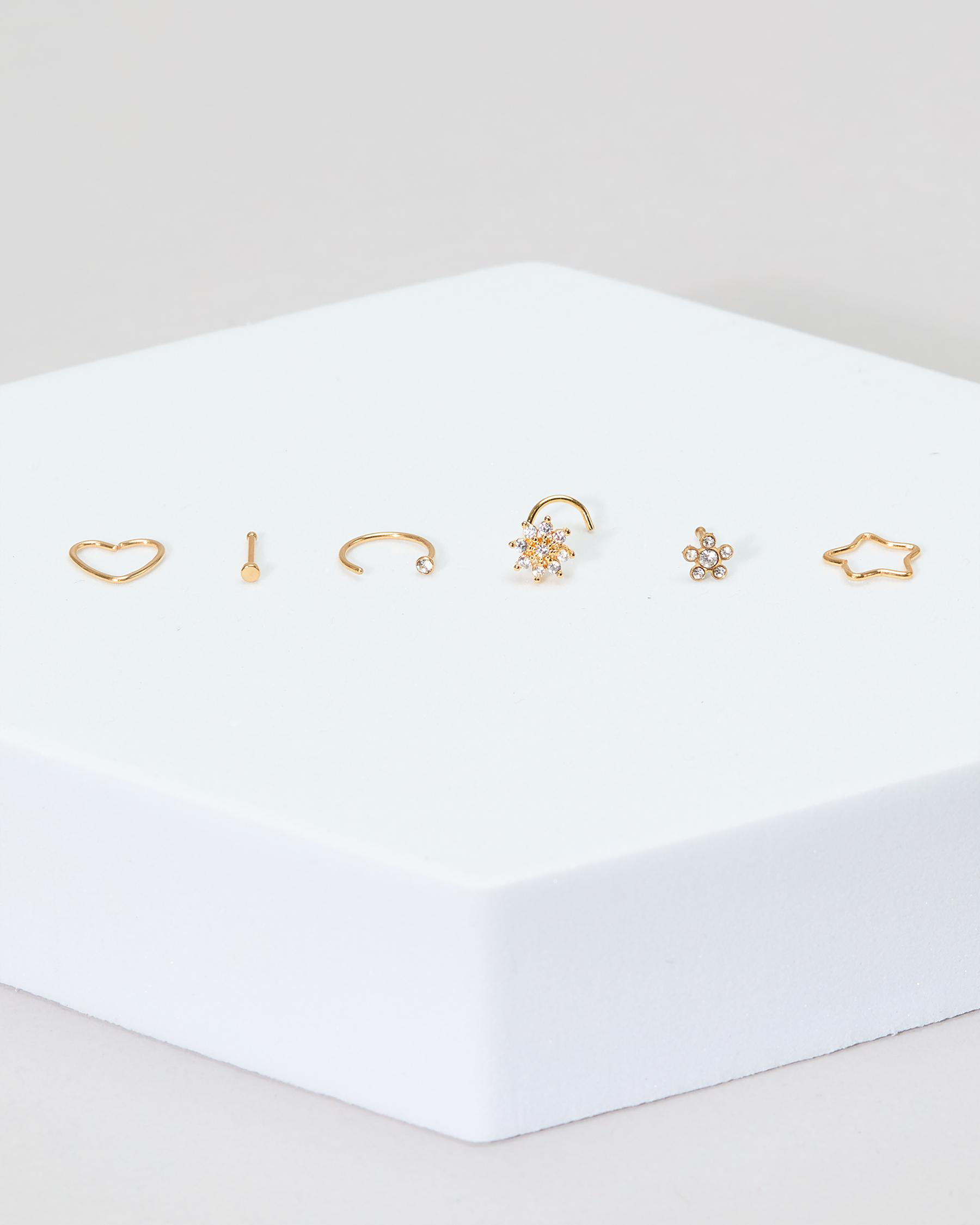 Shop Karyn In LA Felicity Nose Ring Pack In Gold - Fast Shipping & Easy ...