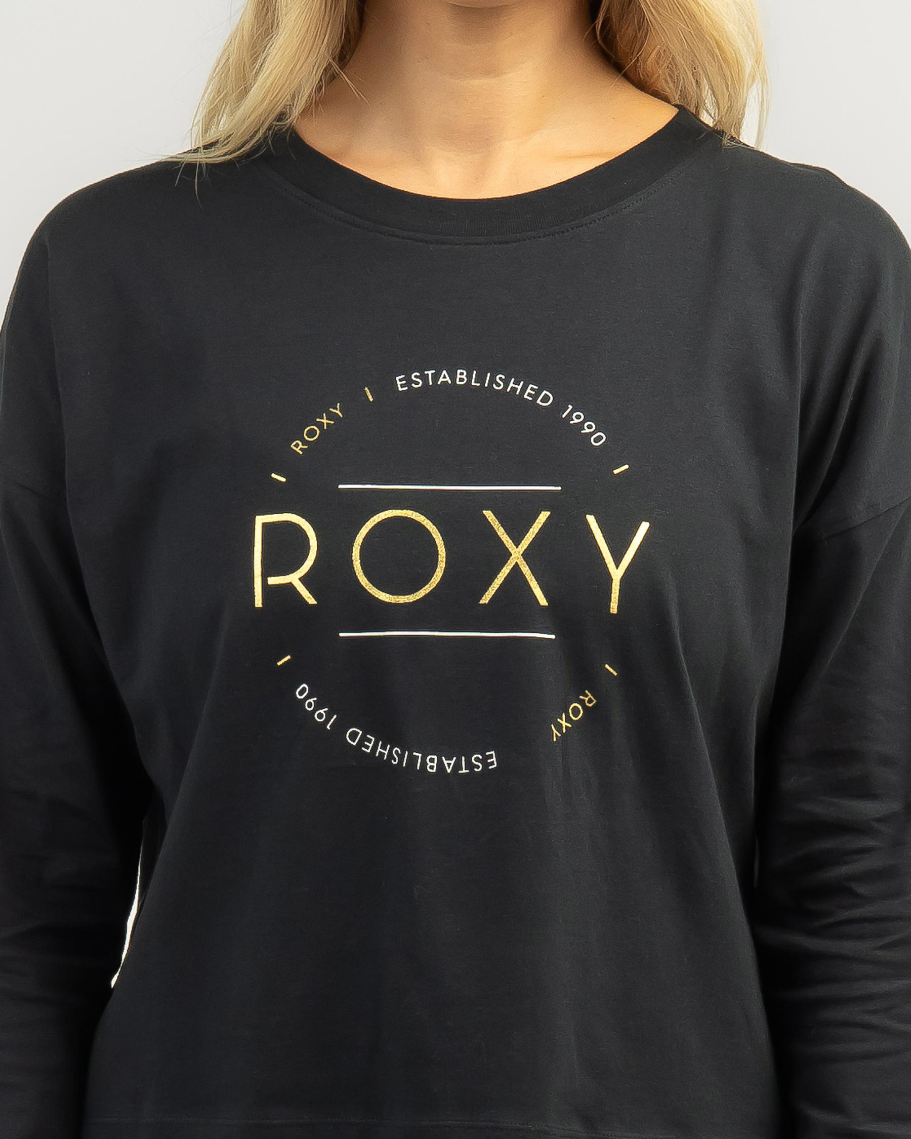 Shop Roxy Winter Noon Long Sleeve T-Shirt In Anthracite - Fast Shipping ...