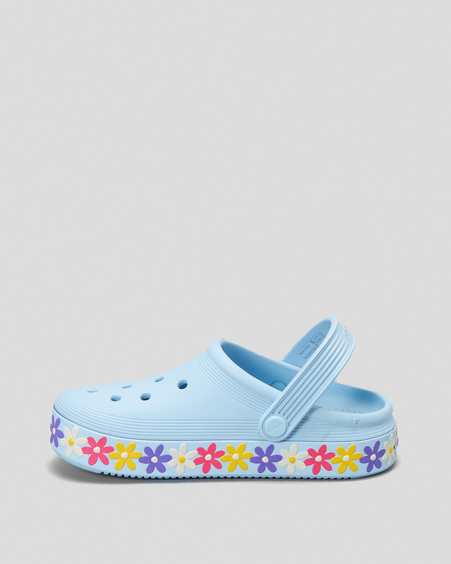Shop Crocs Kids' Off Court Daisy Clogs In Blue Calcite - Fast Shipping ...