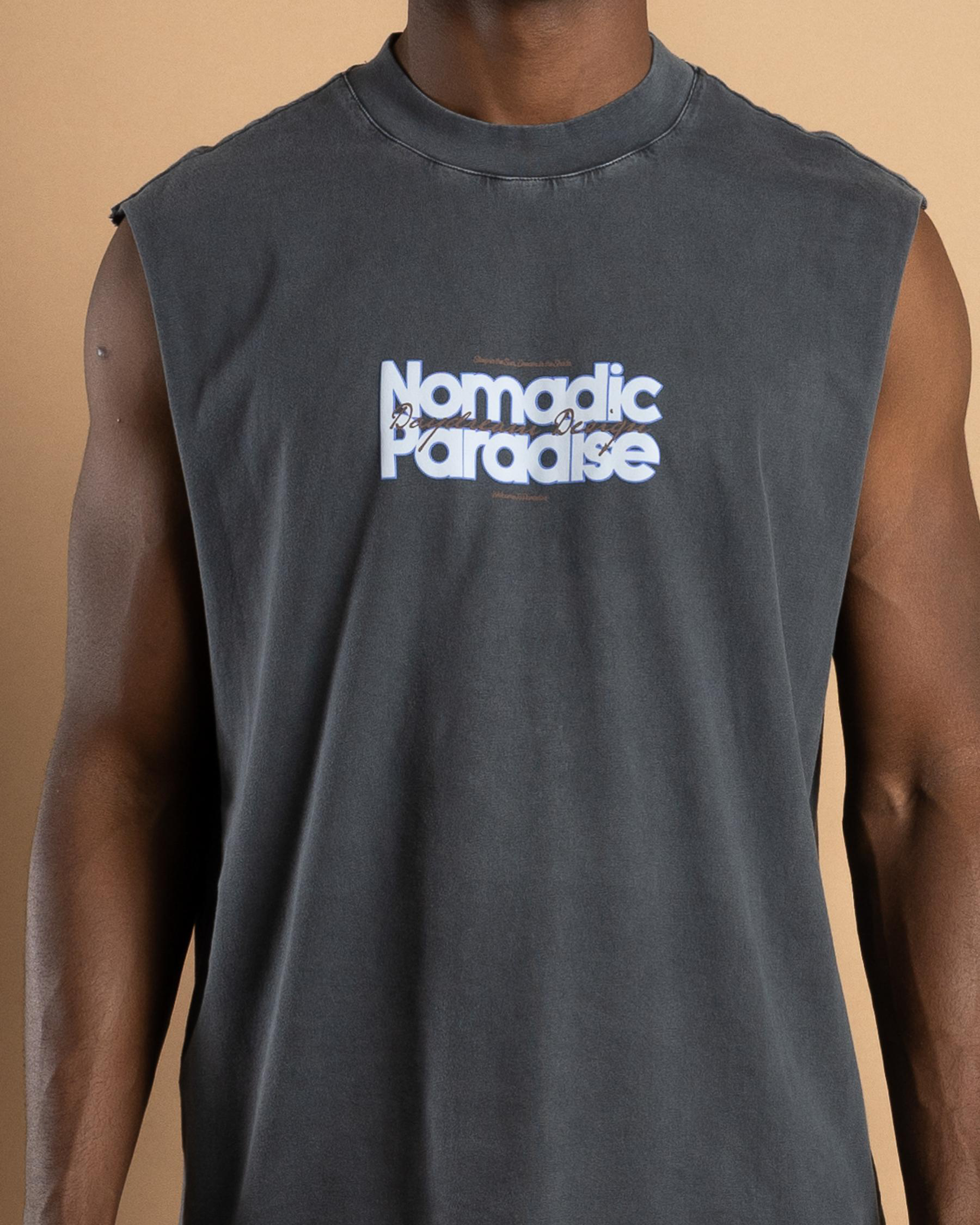 Shop Nomadic Paradise Daydream Street Muscle Tank In Pigment Anthracite Black - Fast Shipping ...