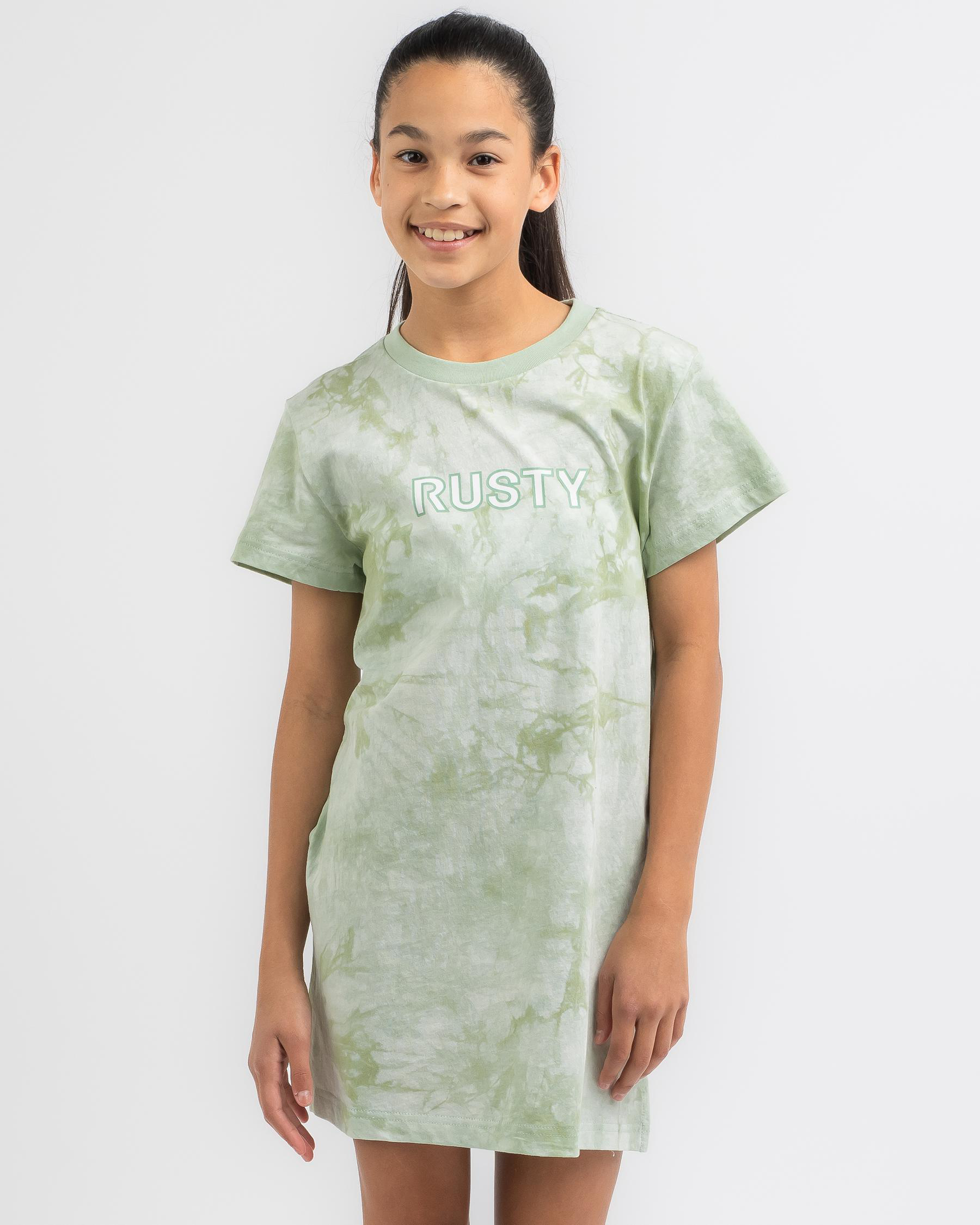 Shop Rusty Girls' Tide Eye Dress In Pastel Jade - Fast Shipping & Easy ...