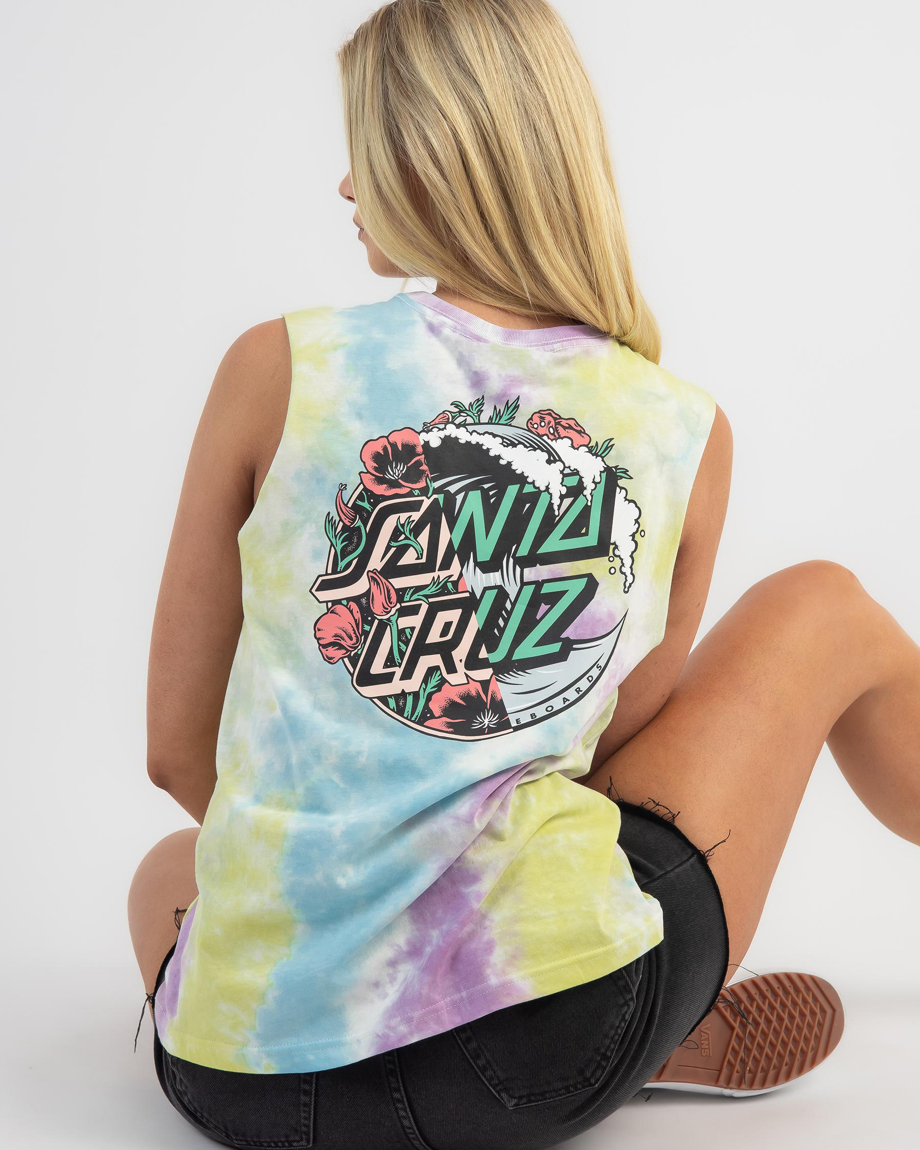 Shop Santa Cruz Wave Poppy Tank Top In Tie Dye - Fast Shipping & Easy ...