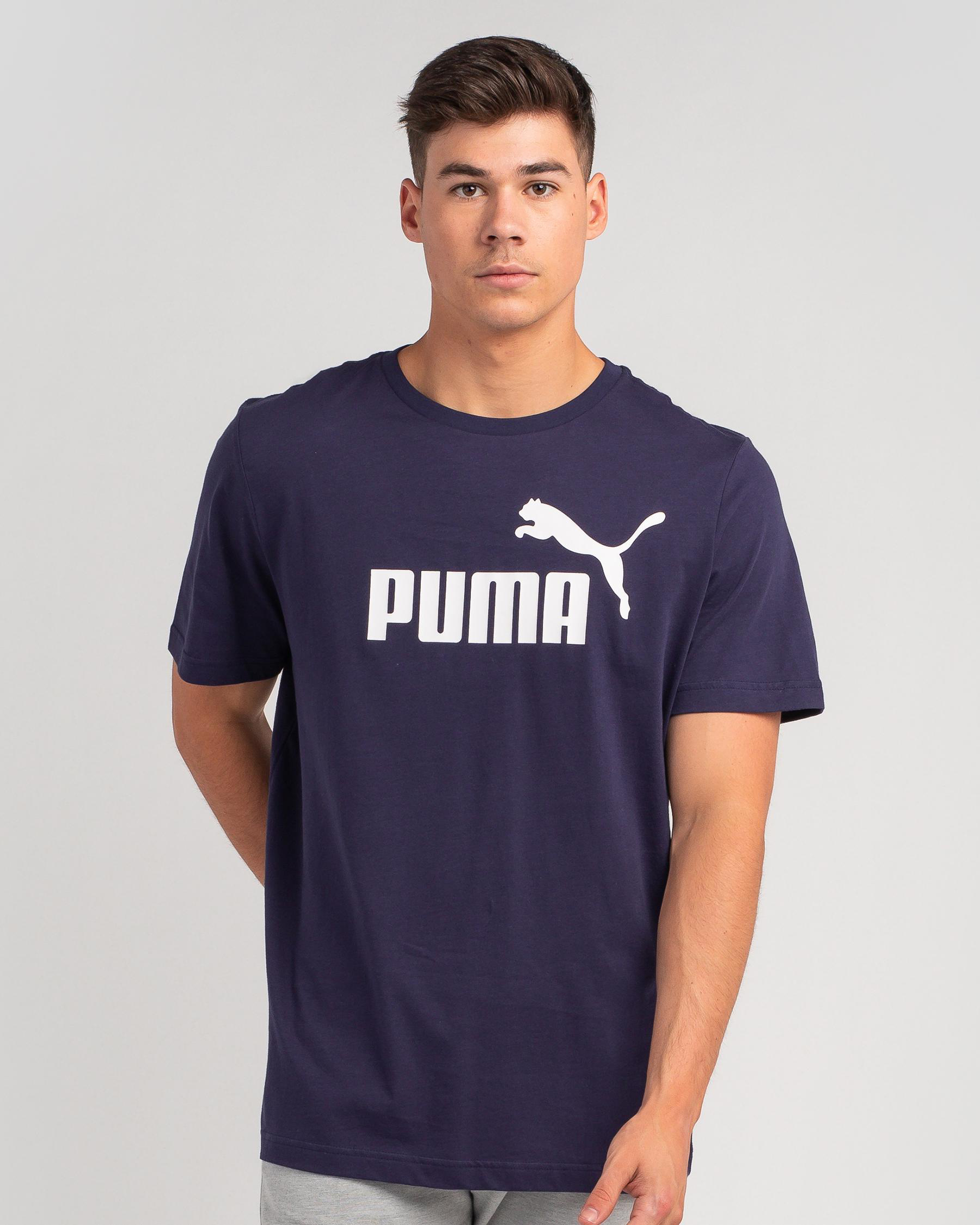 Shop Puma Essential Logo T-Shirt In Peacoat - Fast Shipping & Easy ...