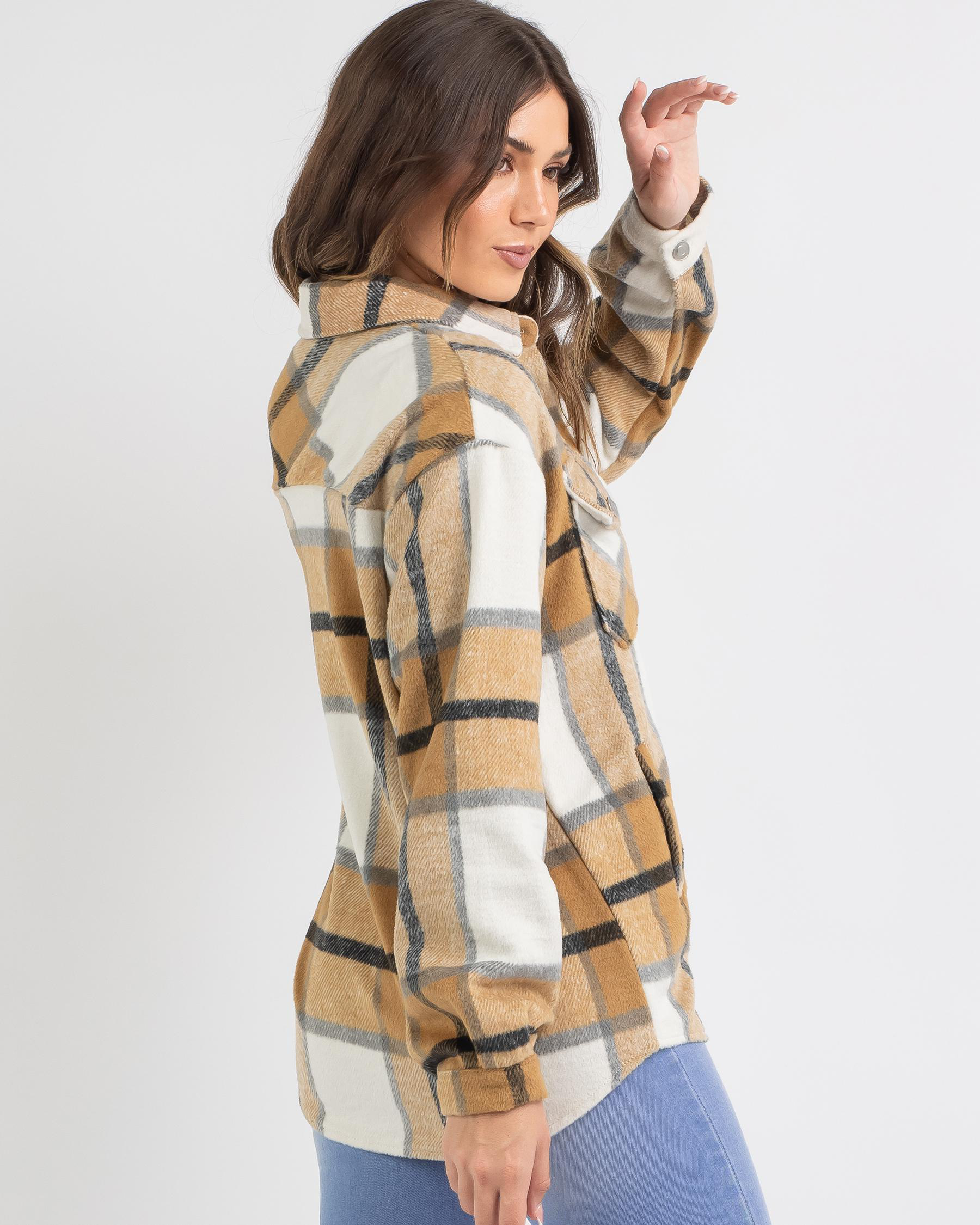 Shop Ava And Ever Colton Shacket In Beige - Fast Shipping & Easy ...