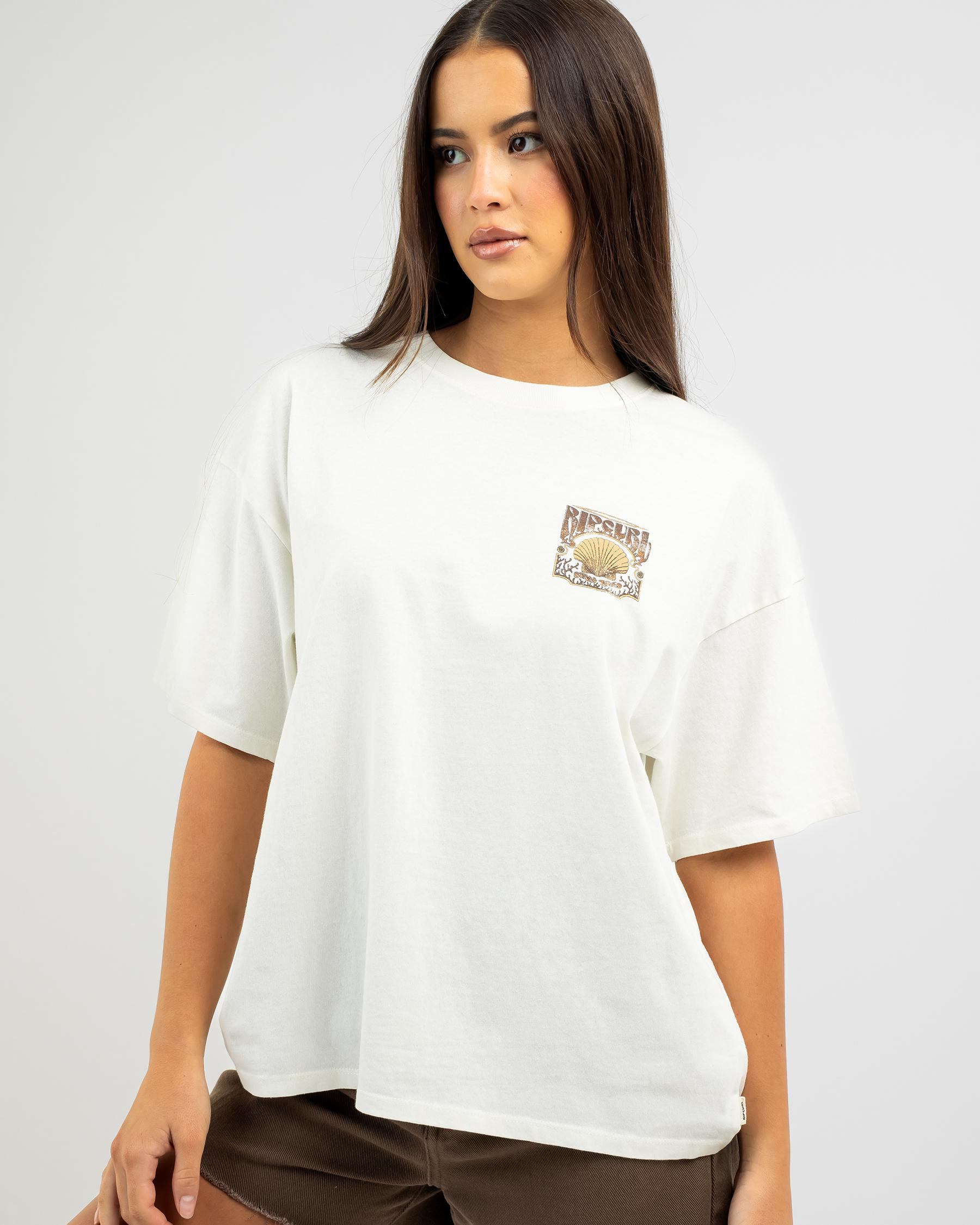 Shop Rip Curl Meribella Heritage T-Shirt In Bone - Fast Shipping & Easy ...