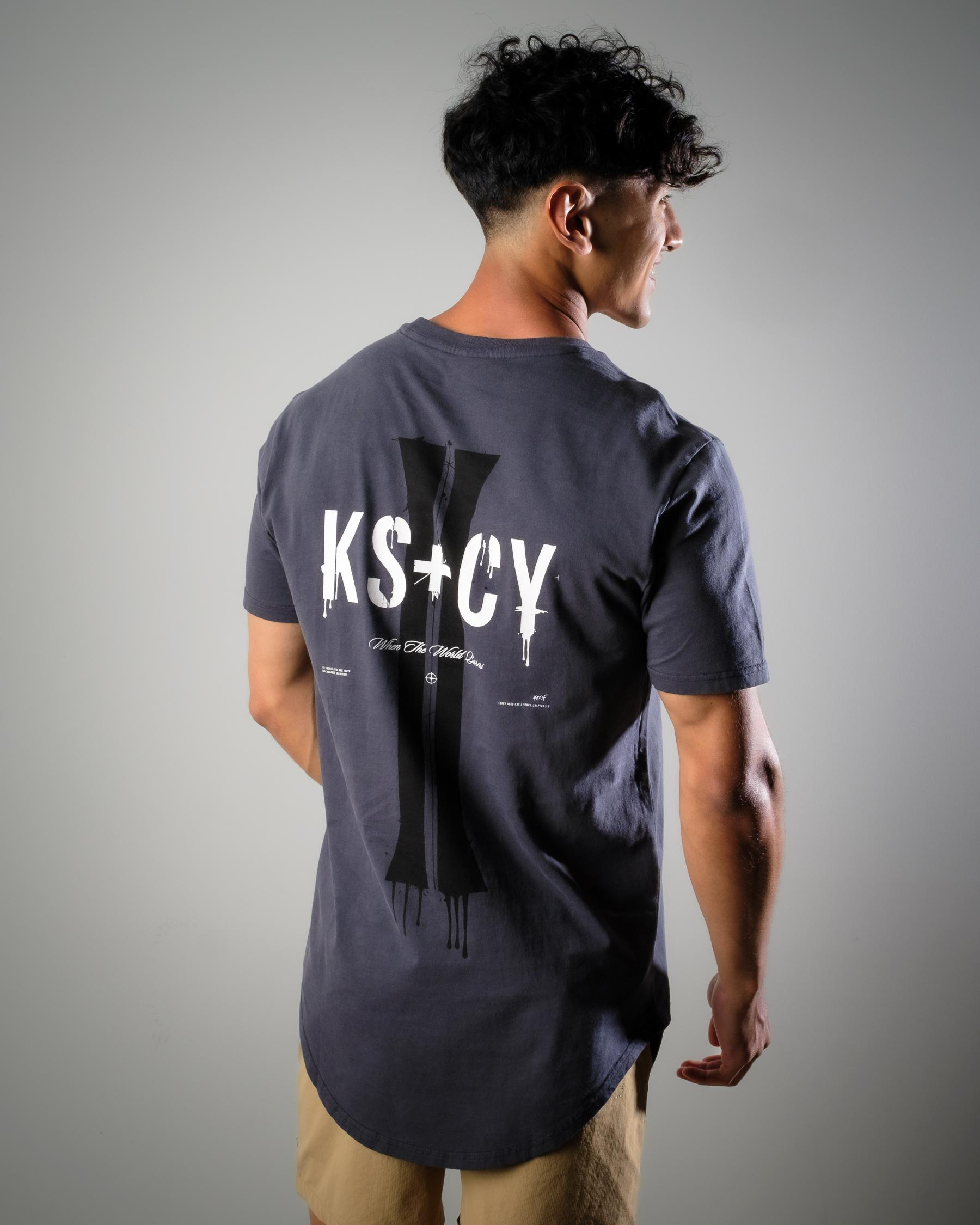 Shop Kiss Chacey Hostage Dual Curved T-Shirt In Pigment Asphalt - Fast ...