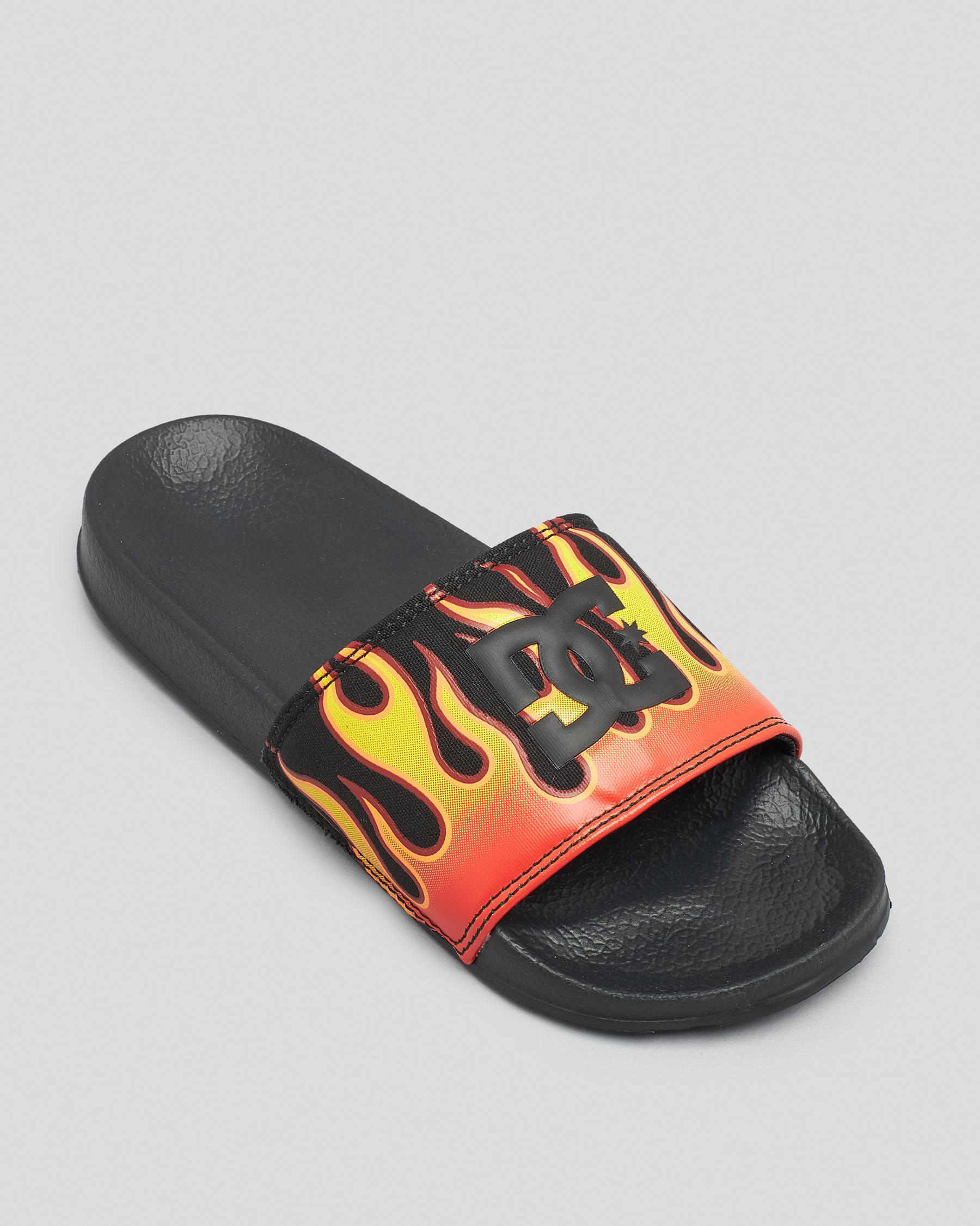 Shop DC Shoes Boys' DC Slides In Black/flames - Fast Shipping & Easy ...