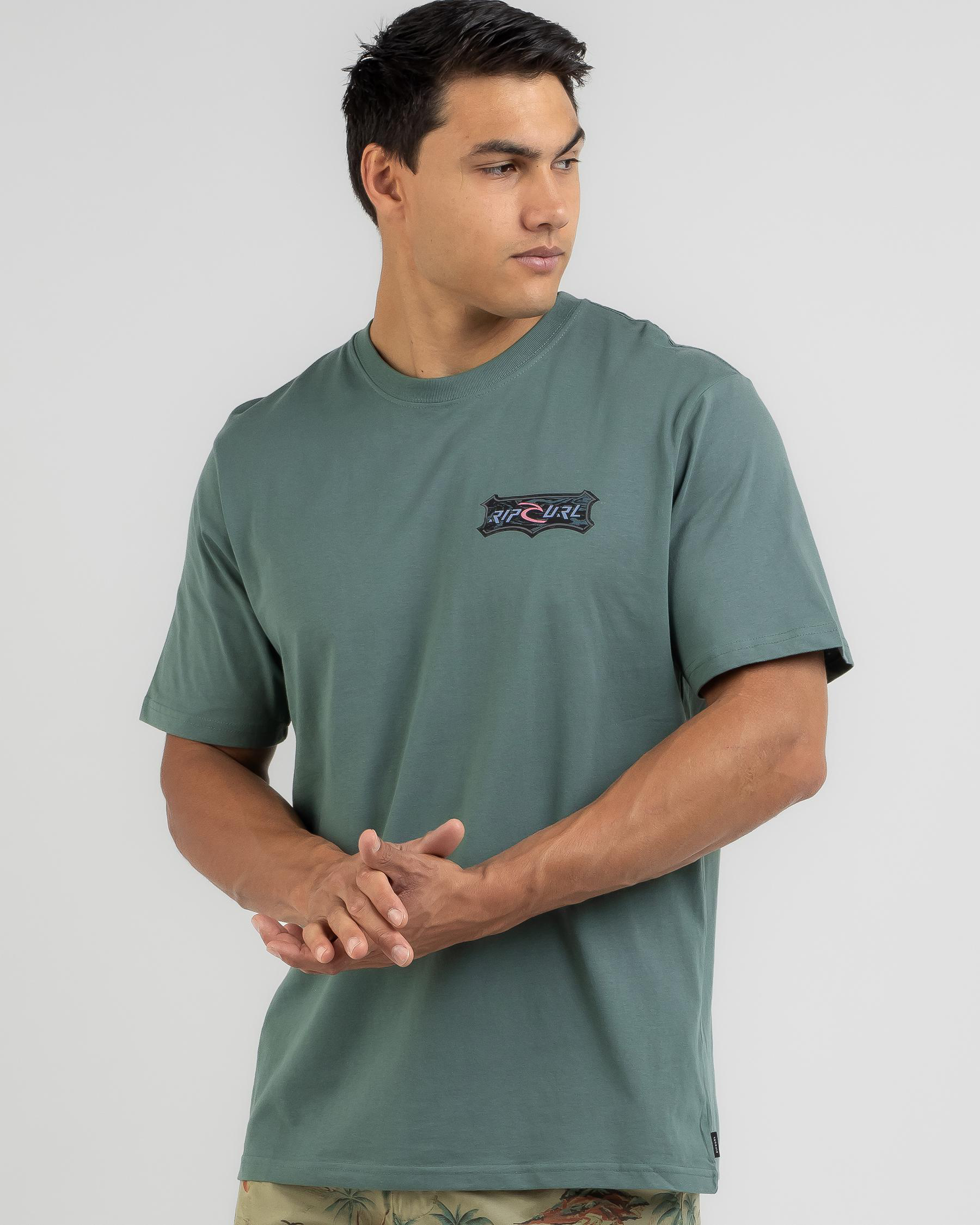 Shop Rip Curl Fader Shield T-Shirt In Blue Stone - Fast Shipping & Easy ...
