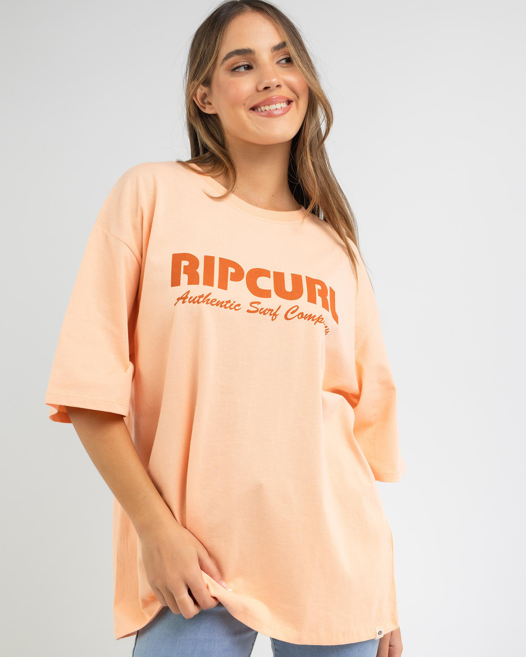 Shop Rip Curl Surf Spray Heritage T-Shirt In Peach - Fast Shipping ...