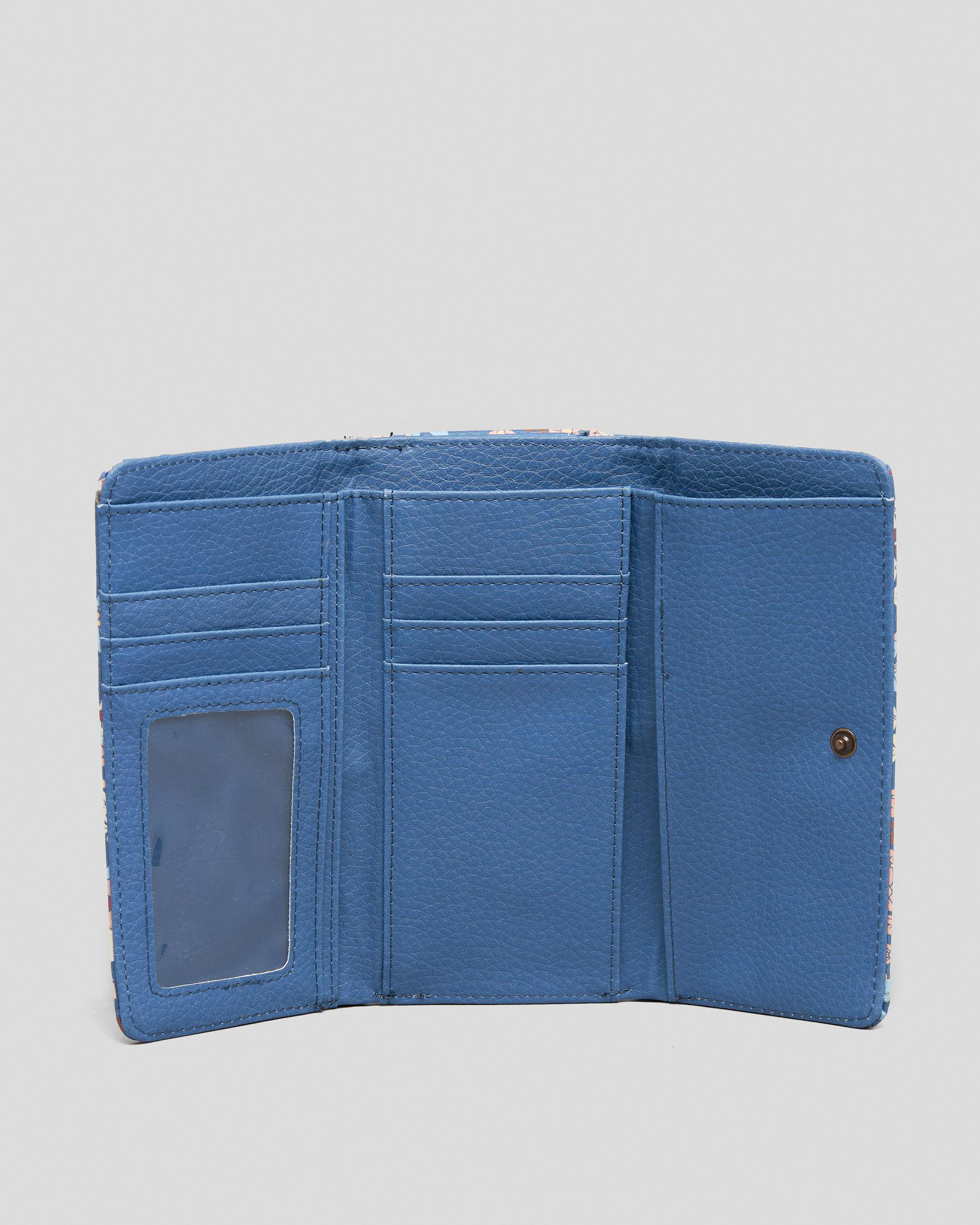 Shop Roxy Hazy Daze Wallet In Bijou Blue New Tropics Ditsy - Fast ...