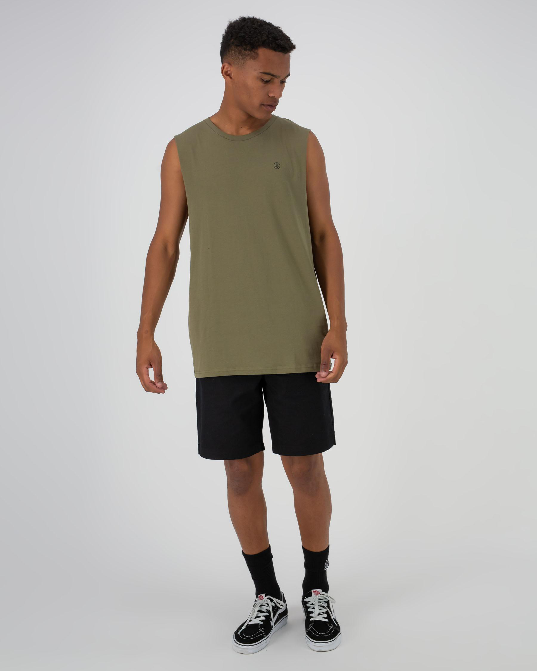 Shop Volcom Solid Muscle Tank In Army Combo - Fast Shipping & Easy ...