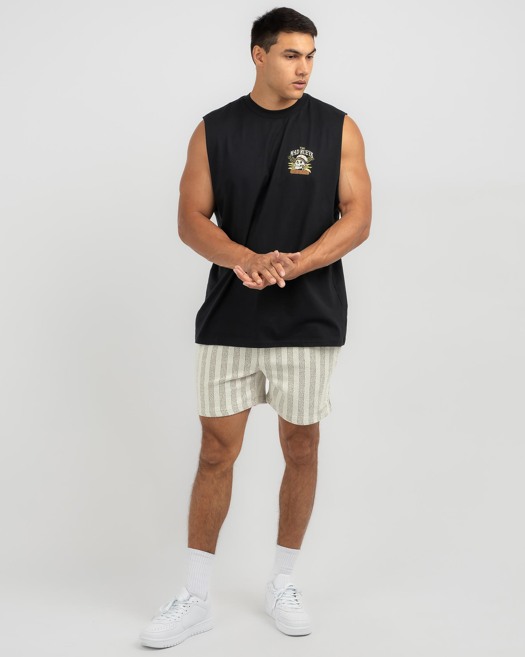 Shop The Mad Hueys Shipwrecked Captain Muscle Tank In Black - Fast ...