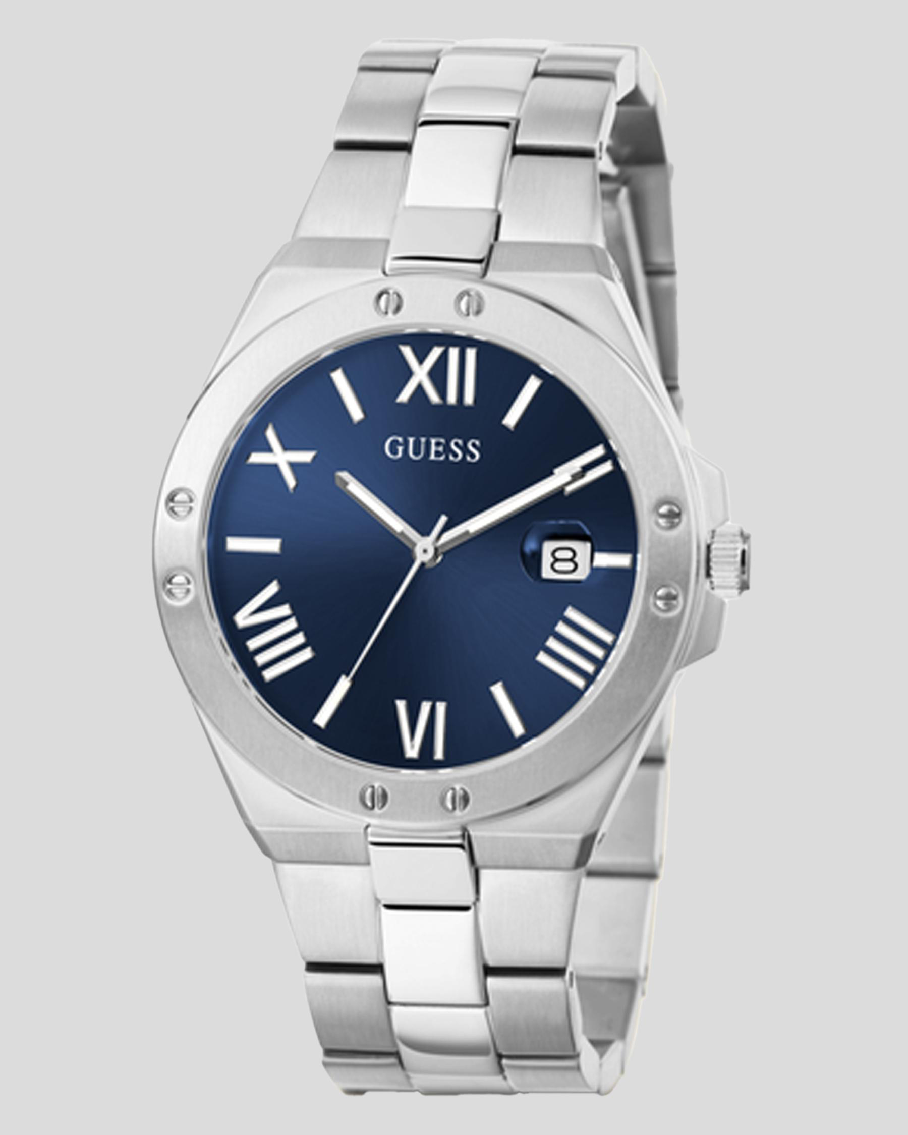 Shop GUESS Perspective Watch In Silver/blue - Fast Shipping & Easy ...
