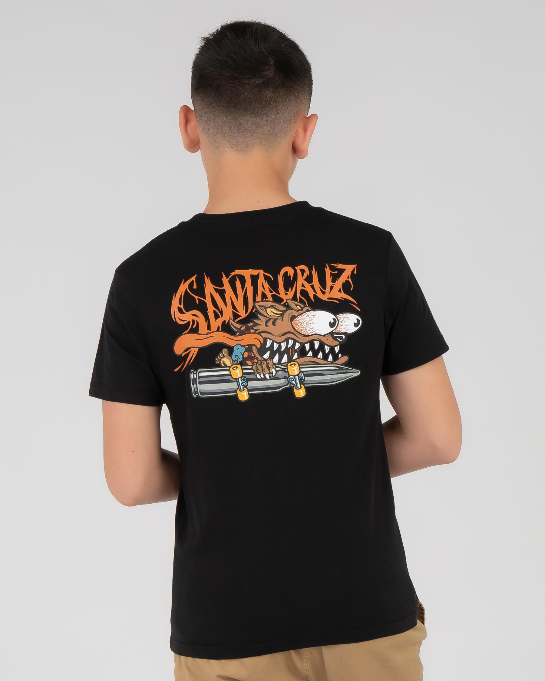 Shop Santa Cruz Boys' Wolf Slasher T-Shirt In Black - Fast Shipping ...