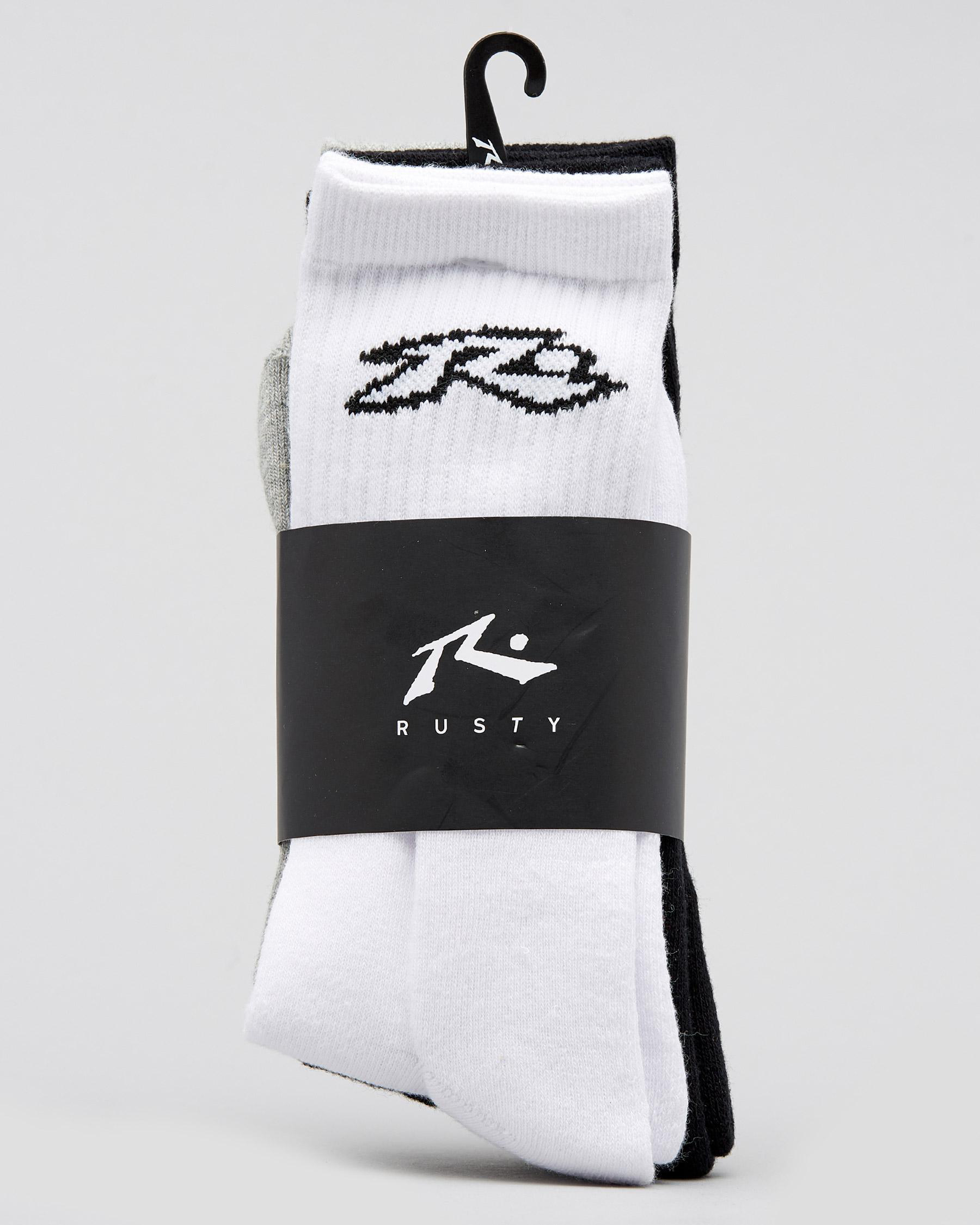 Shop Rusty Drop Kick Mid Calf 3 Pack Socks In Multi - Fast Shipping ...