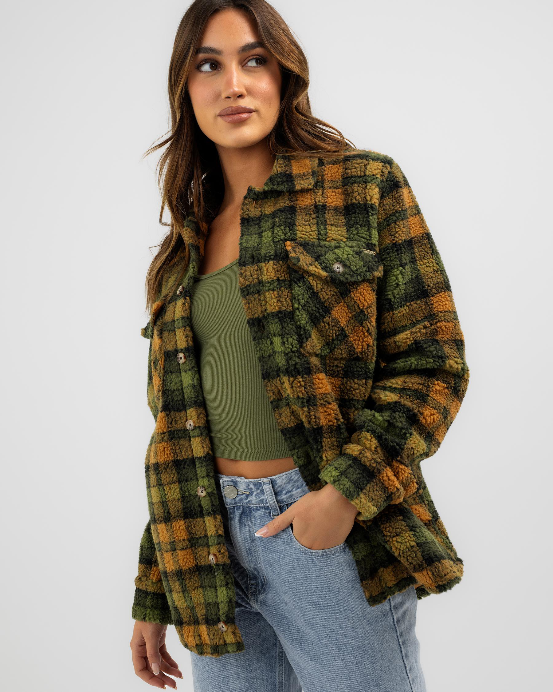 Volcom Silent Sherpa Jacket In Bronze - Fast Shipping & Easy Returns ...