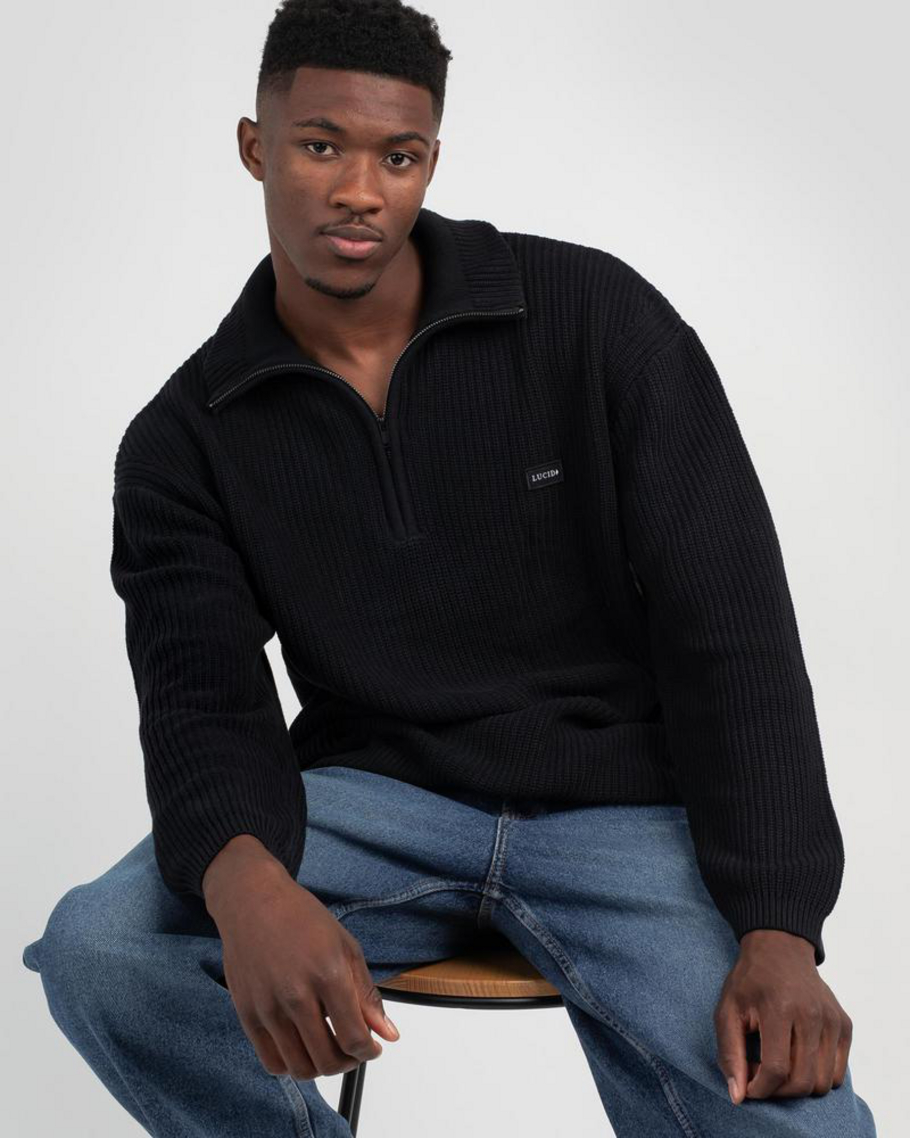 Shop Lucid Quad Knit Jumper In Black - Fast Shipping & Easy Returns ...