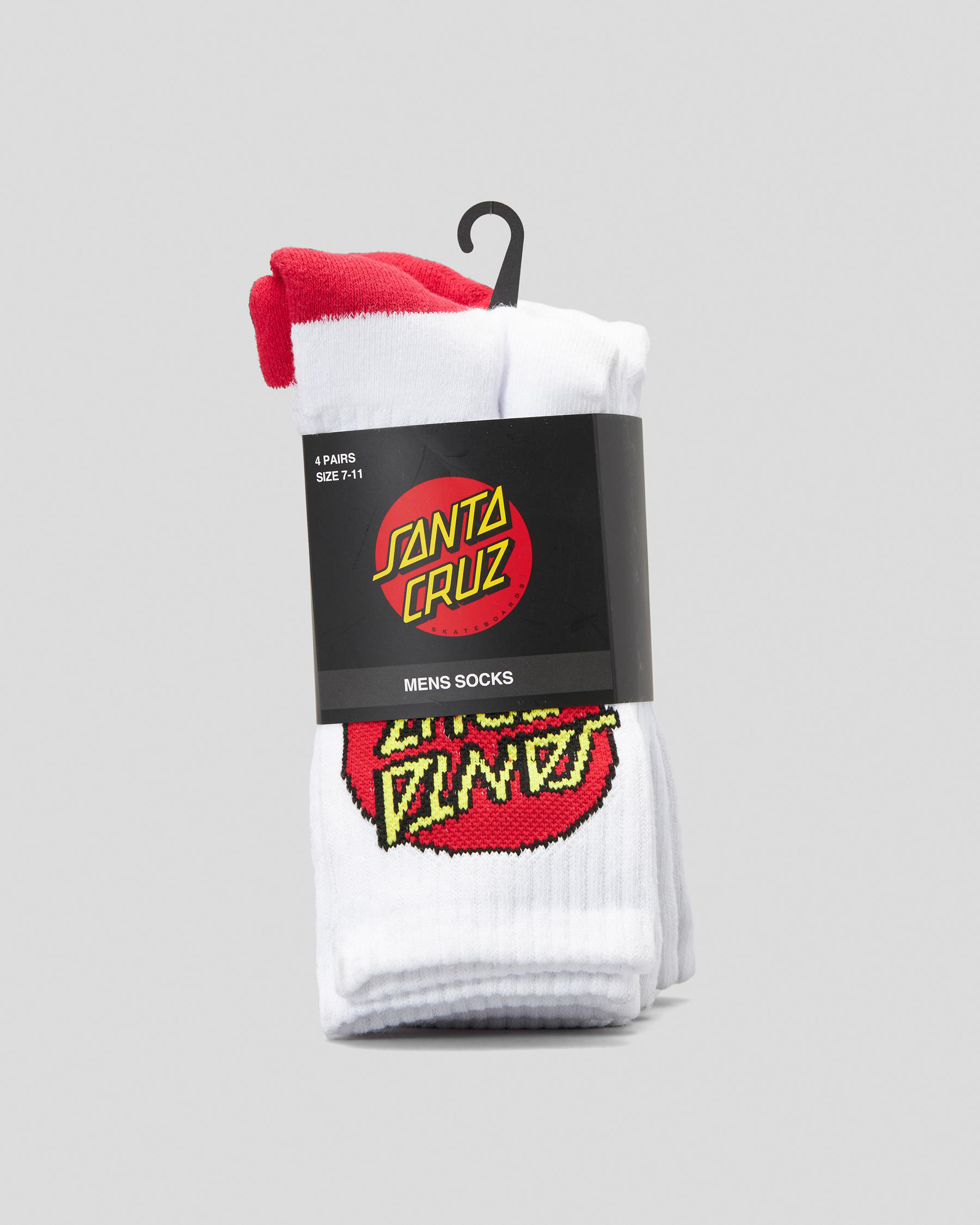 Santa Cruz Classic Dot Crew Socks 4 Pack In White - FREE* Shipping ...