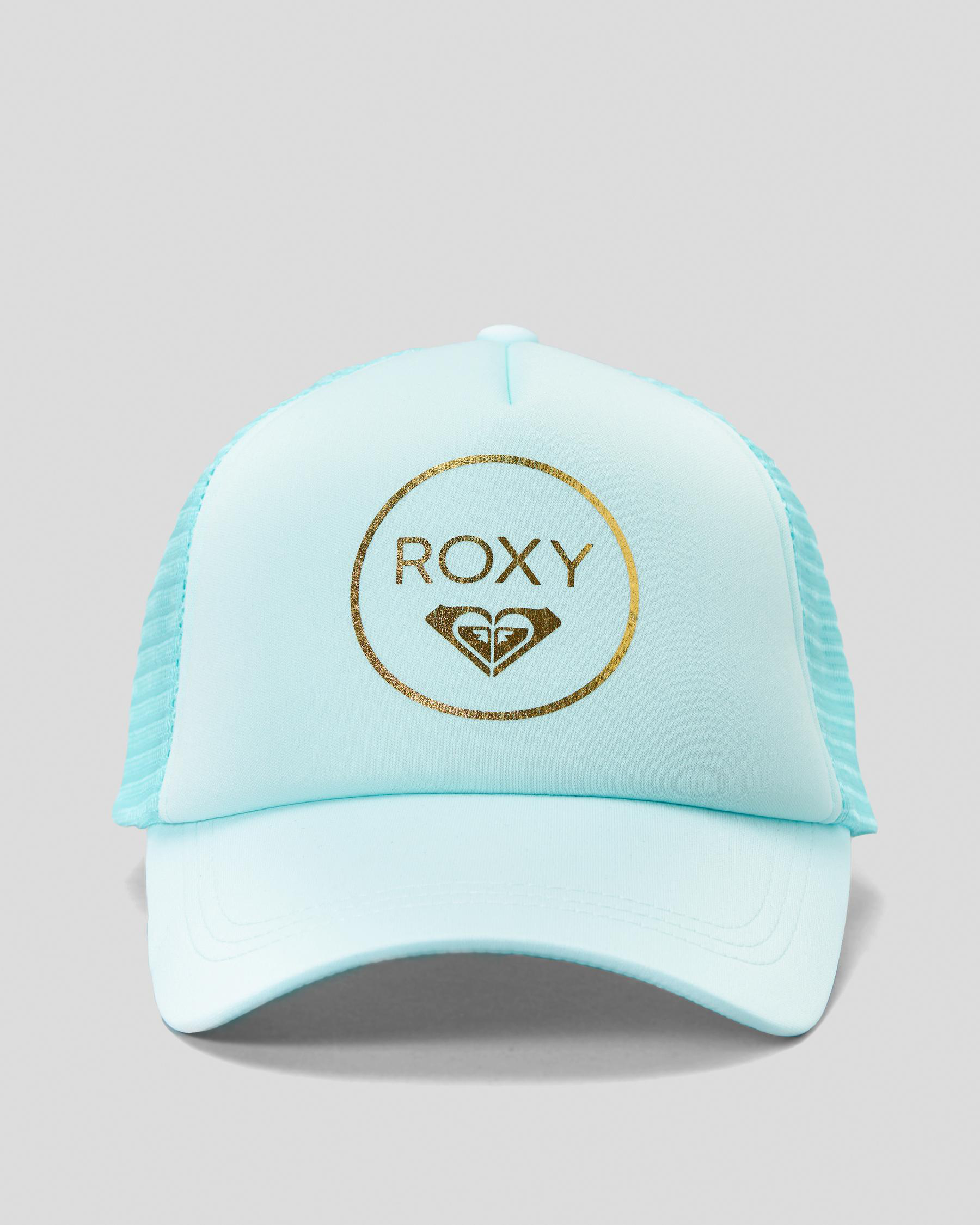 Shop Roxy Brennan Trucker Cap In Aruba Blue - Fast Shipping & Easy ...