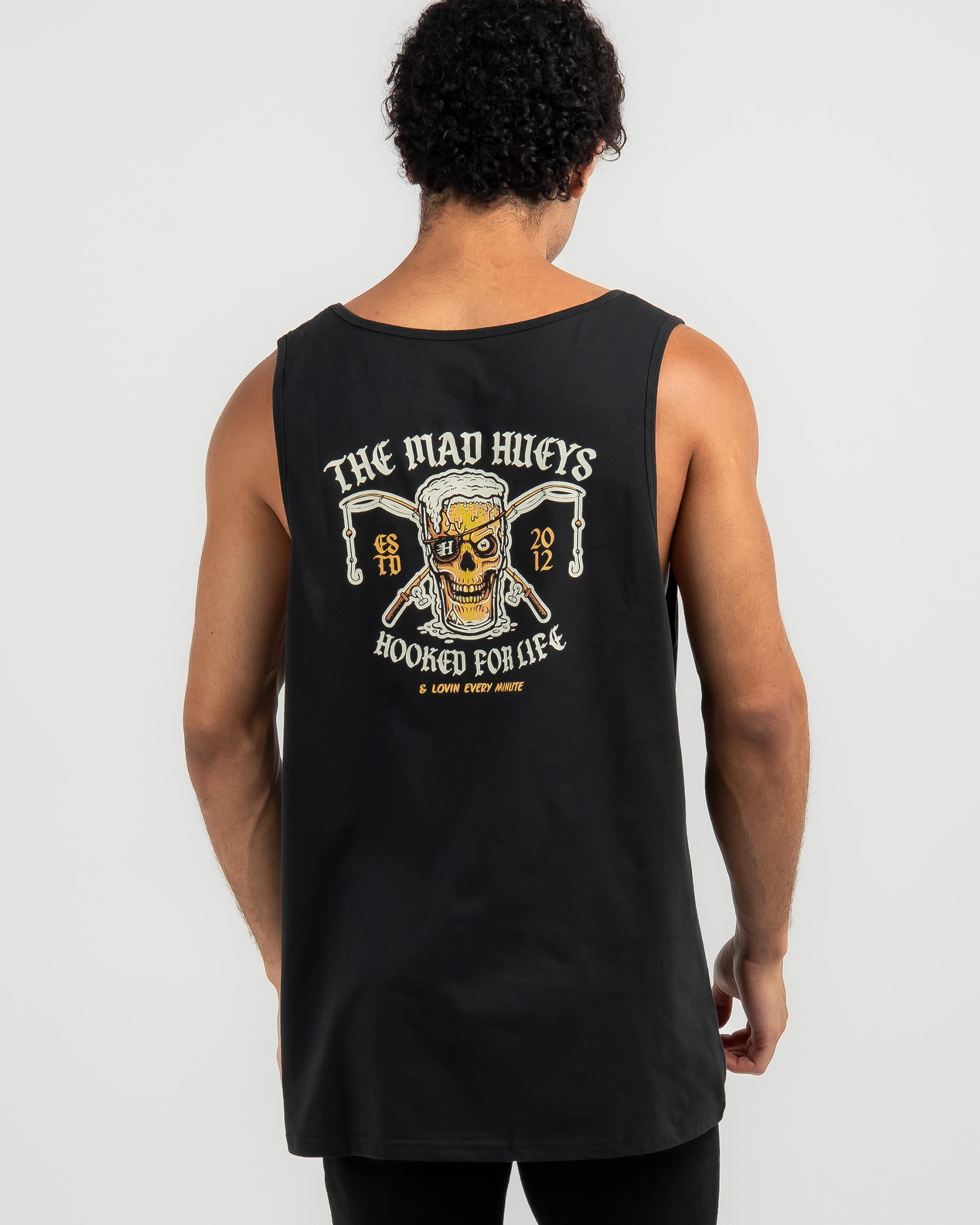 Shop The Mad Hueys Still Hooked For Life Singlet In Black - Fast ...