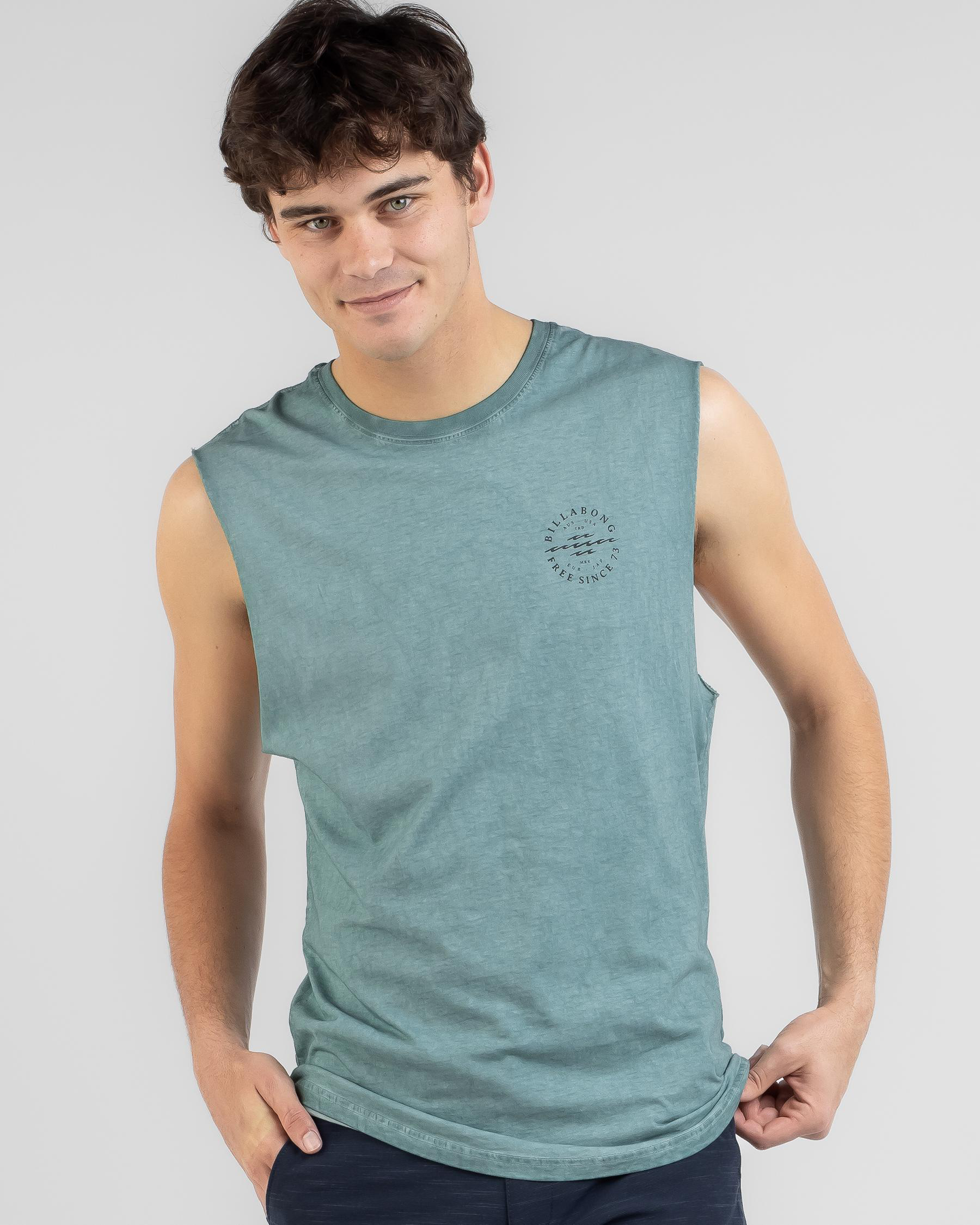 Shop Billabong Big Wave Dan Muscle Tank In Light Marine - Fast Shipping ...