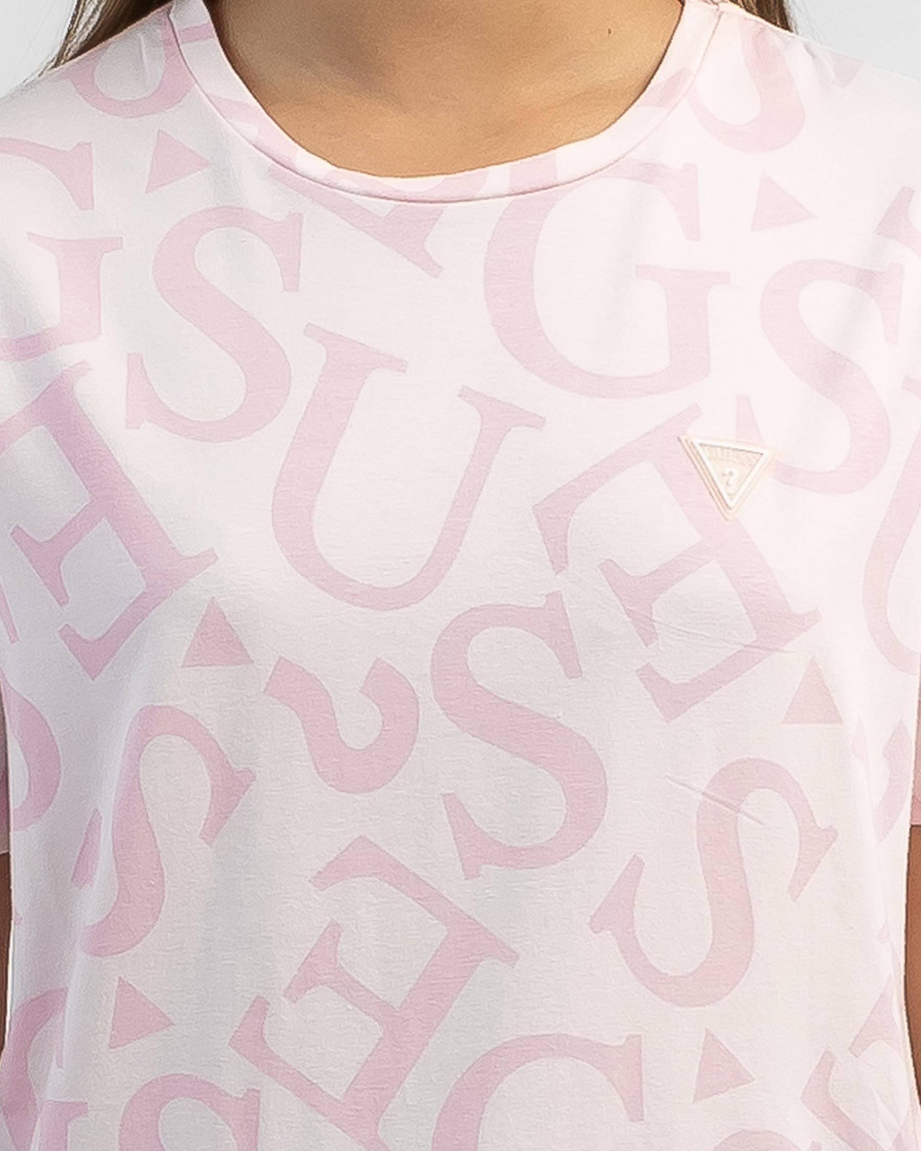 Shop GUESS Girls' Jumbled T-Shirt In Ballet Pink - Fast Shipping & Easy ...