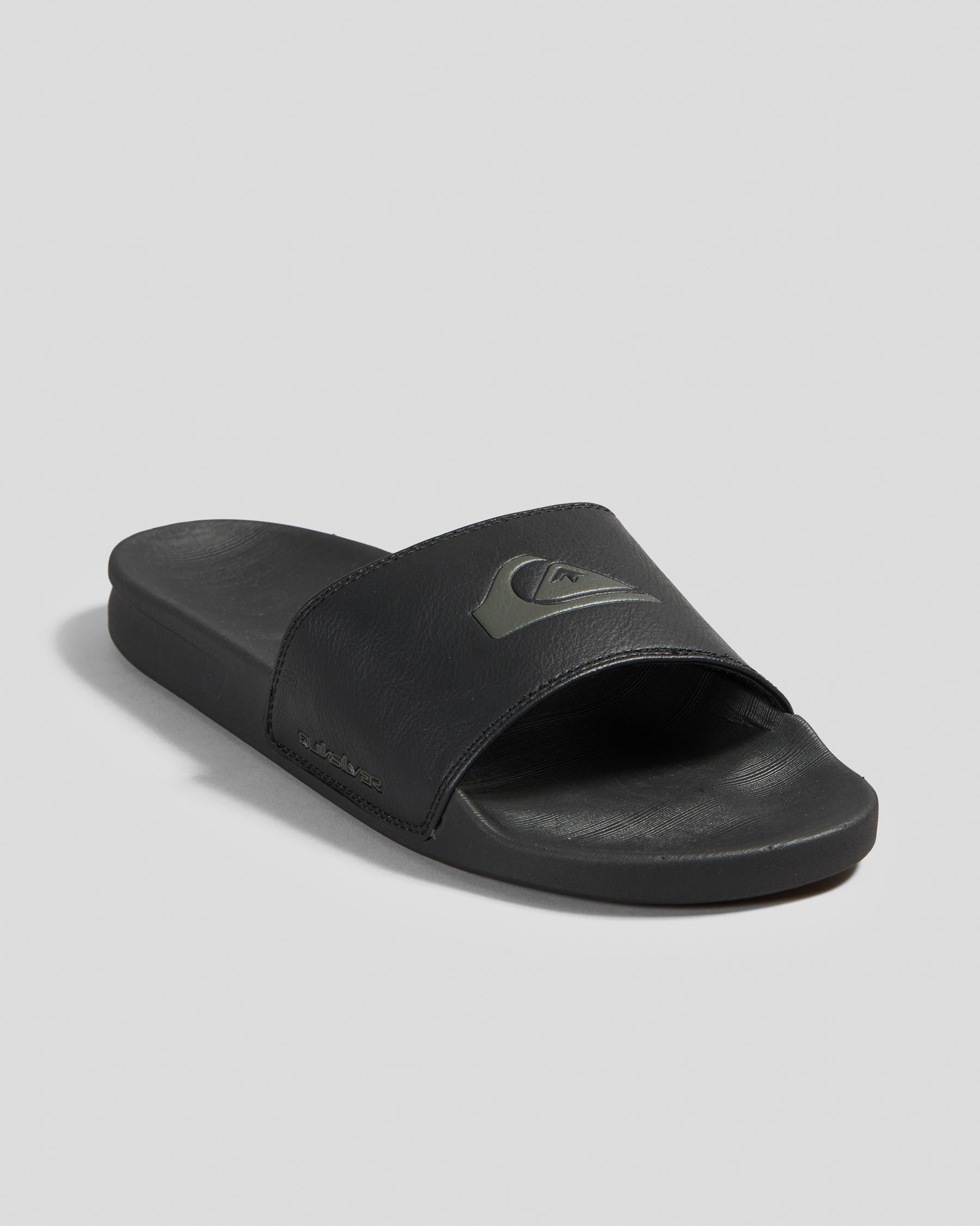 Quiksilver Rivi Nubuck Slides In Black 1 - FREE* Shipping & Easy ...
